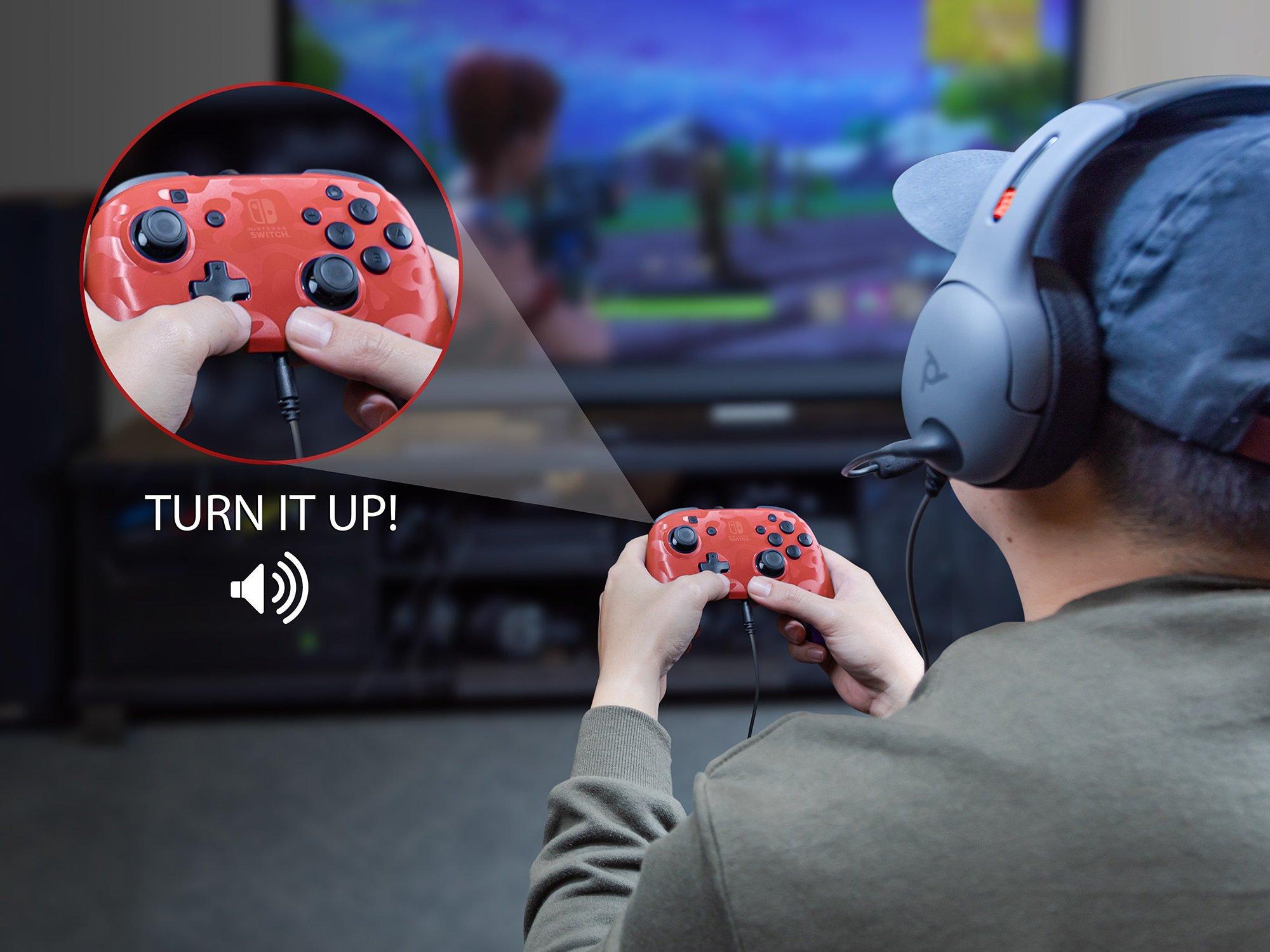 PDP Faceoff Deluxe Audio Wired Controller Red Camo for Nintendo Switch