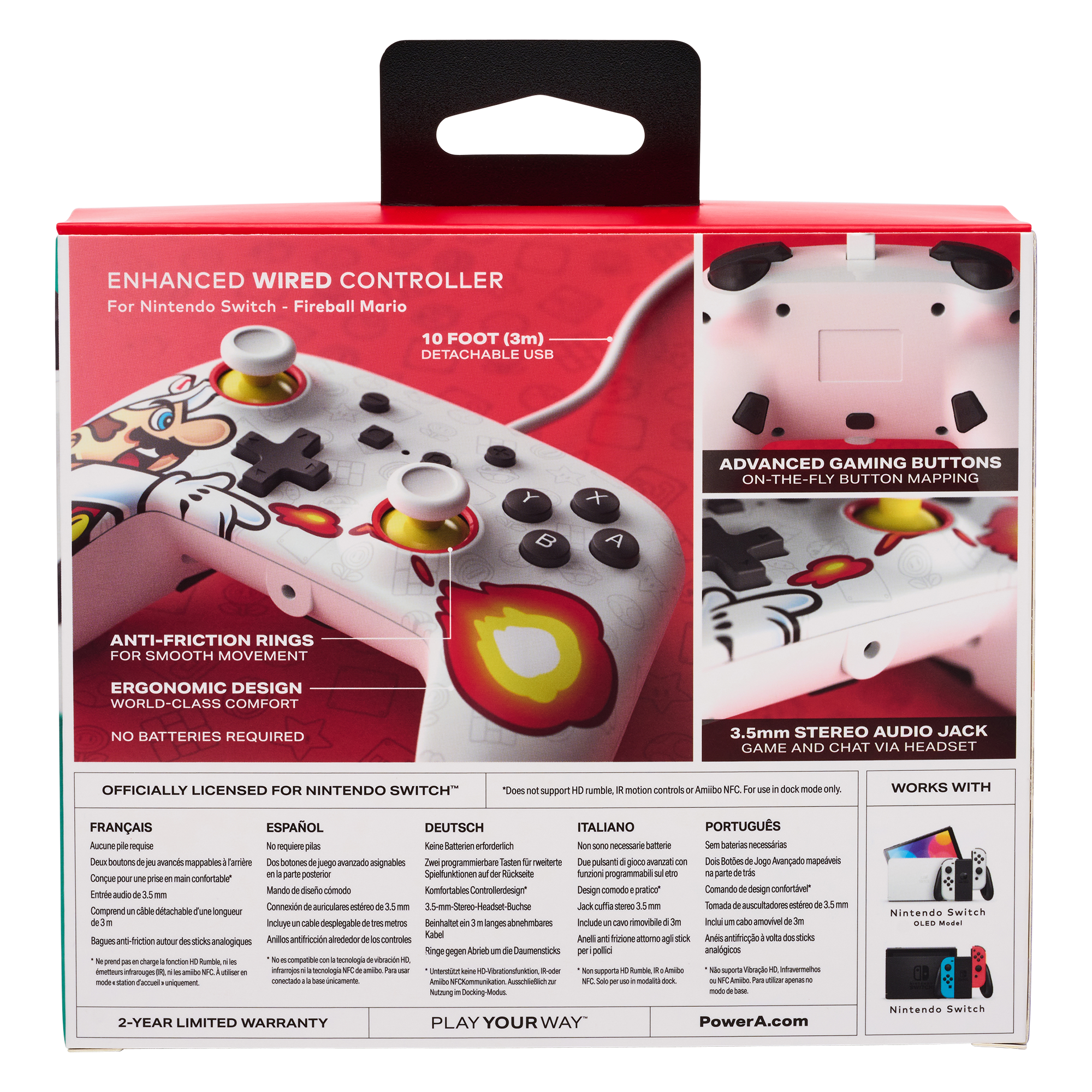 PowerA Enhanced Wired Controller for Nintendo Switch - Fireball Mario