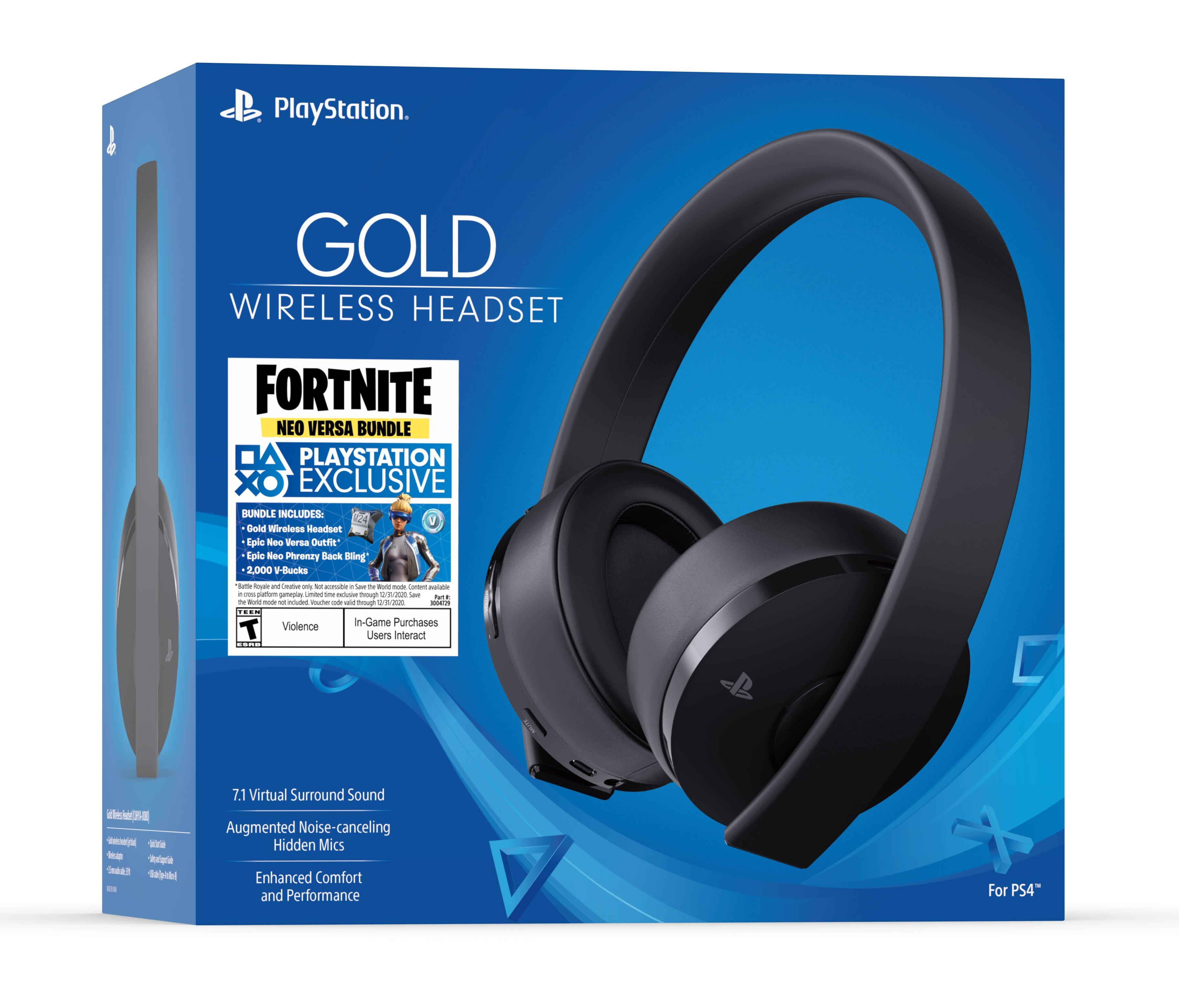 PlayStation 4 Fortnite Neo Versa Bundle Gold Wireless Gaming Headset Jet Black