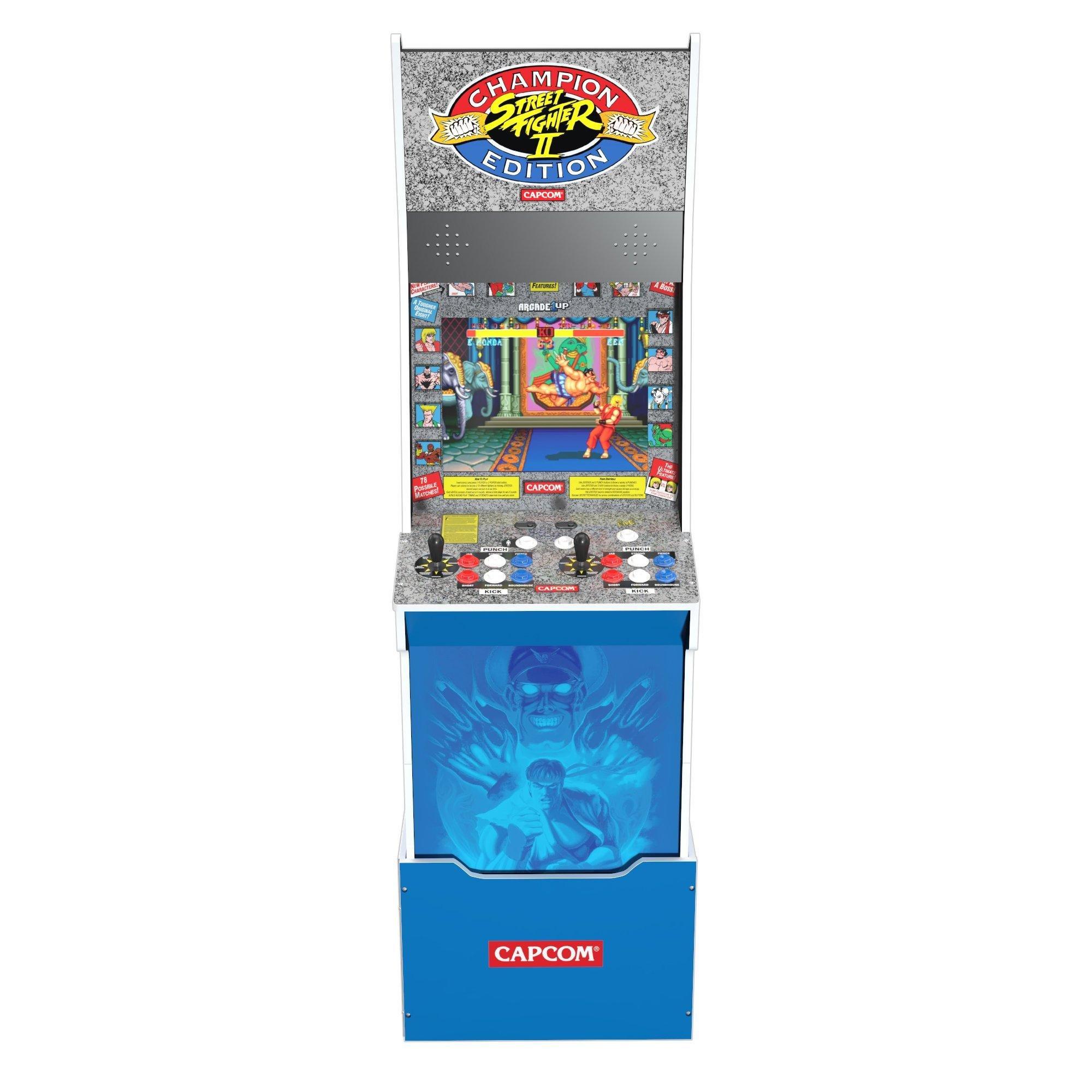 Street Fighter II Champion Edition Big Blue Arcade Cabinet with Riser