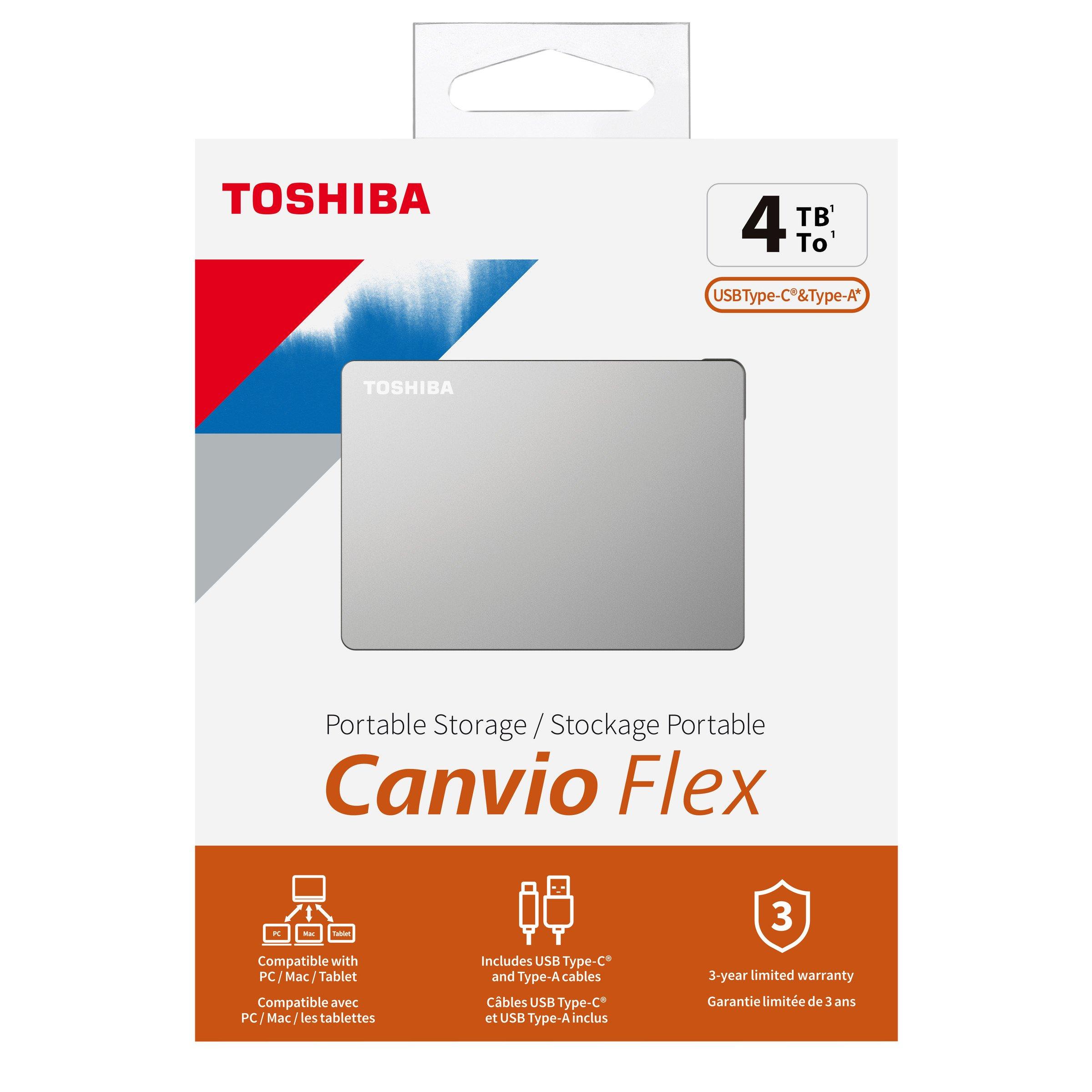 Toshiba Canvio Flex Portable External Hard Drive 4TB Silver