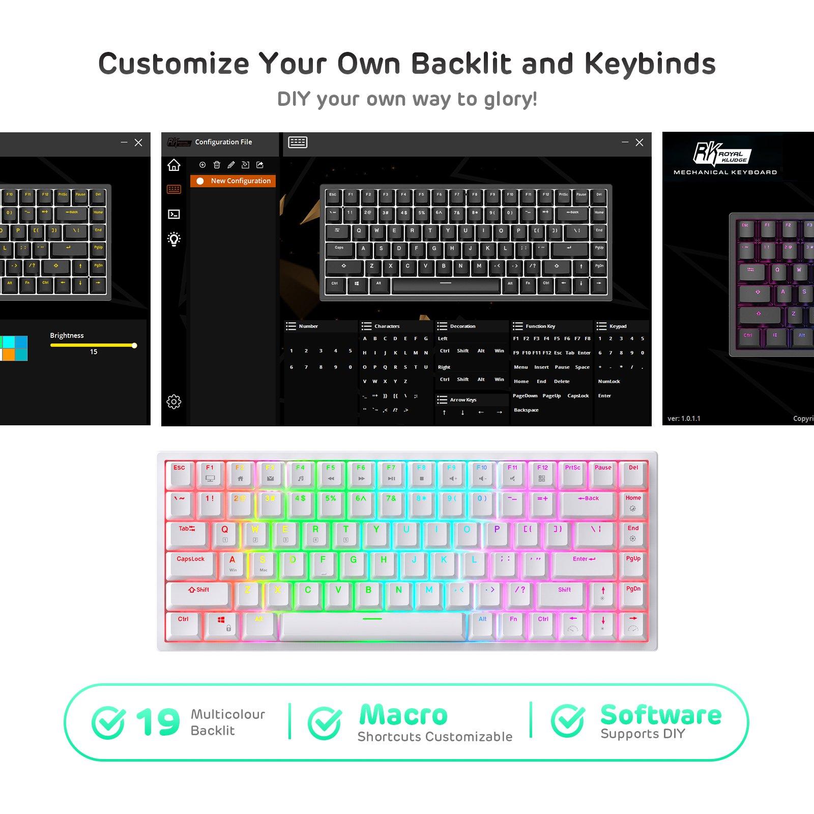 RK Royal Kludge RK84 Wireless Mechanical Keyboard Red Switch ...