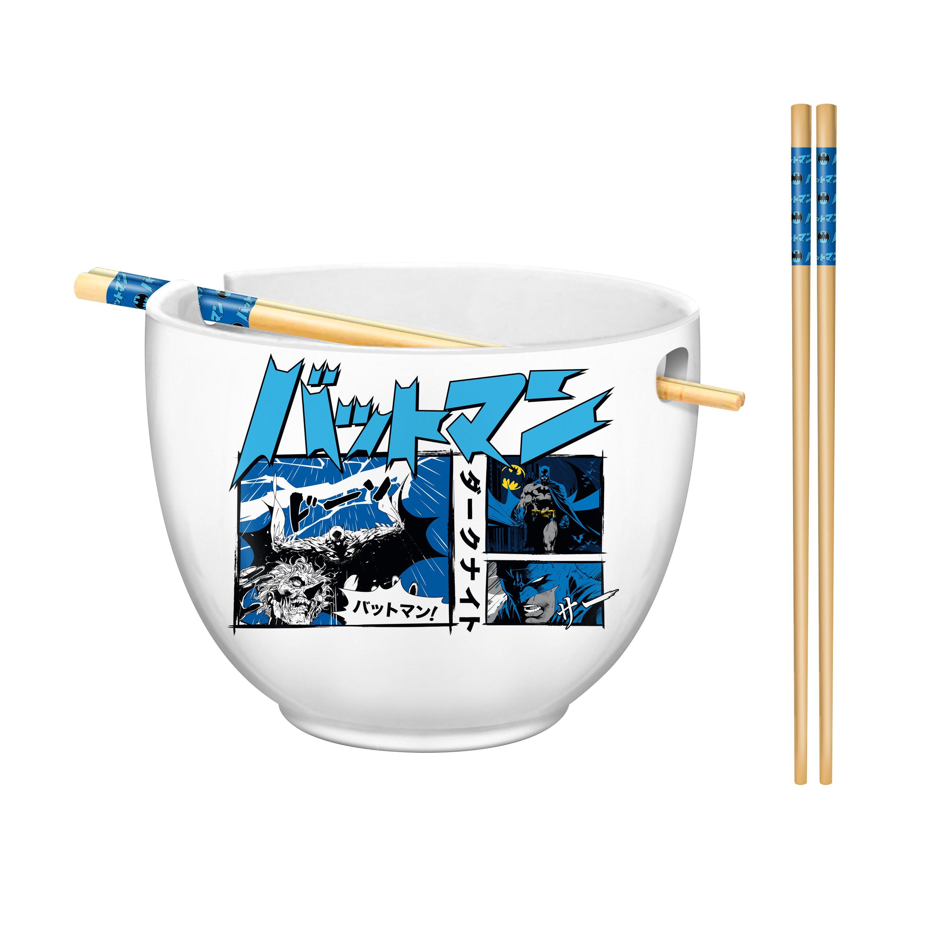 Batman Manga Panels Ramen Bowl with Chopsticks