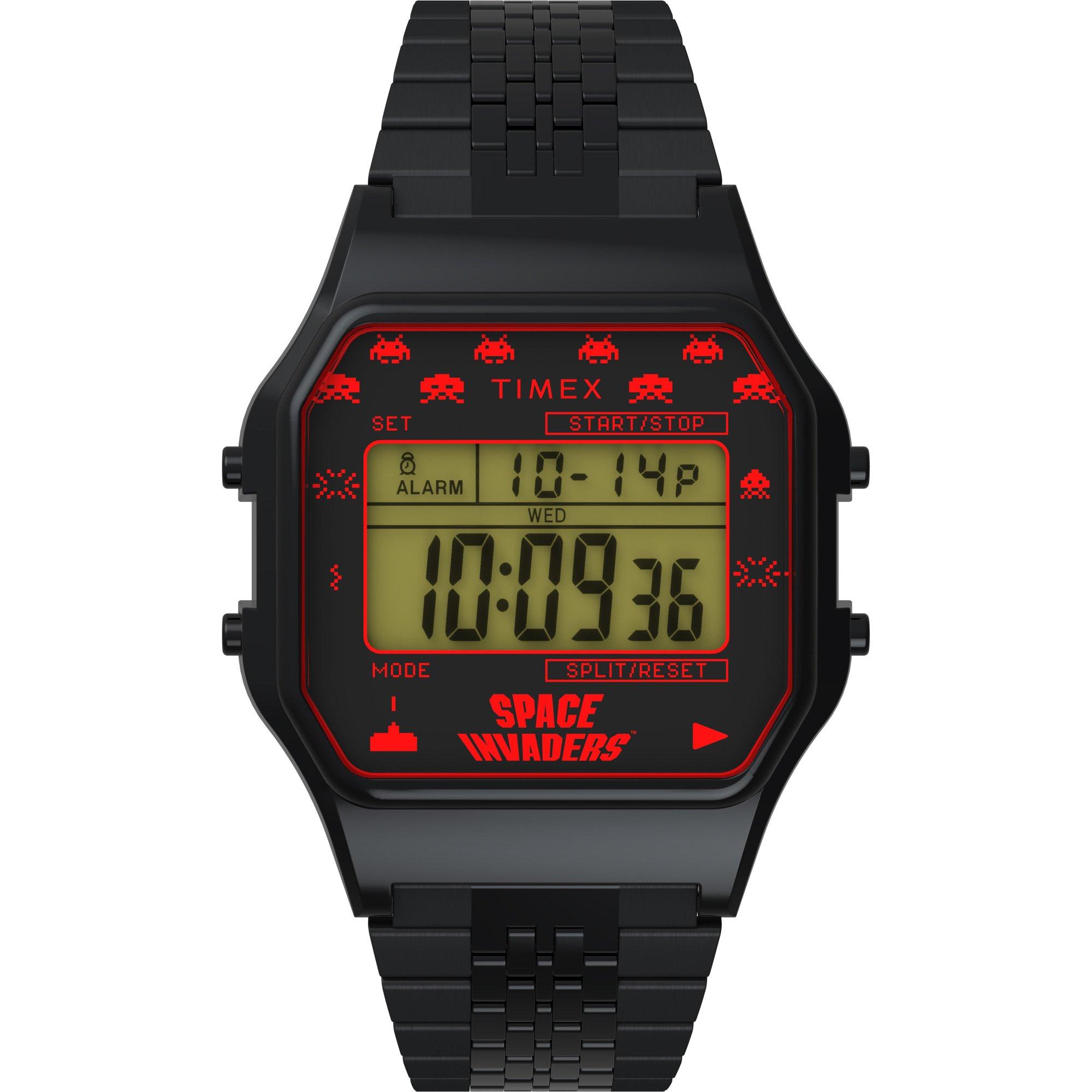 Timex T80 SPACE INVADERS 34mm Watch Black with Stainless Steel Bracelet ...