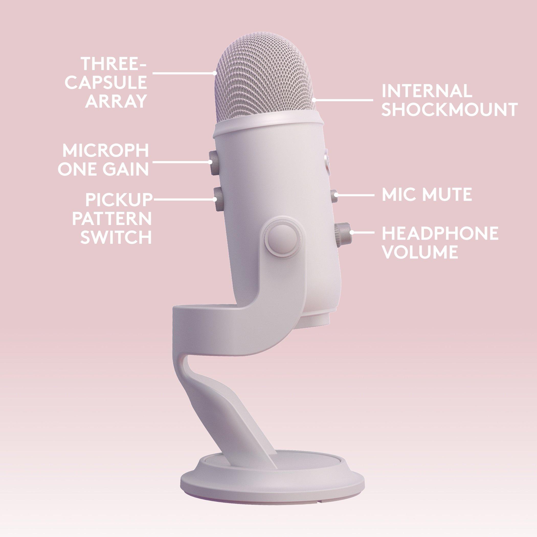 Blue Microphone Yeti Aurora Collection USB Microphone White Mist