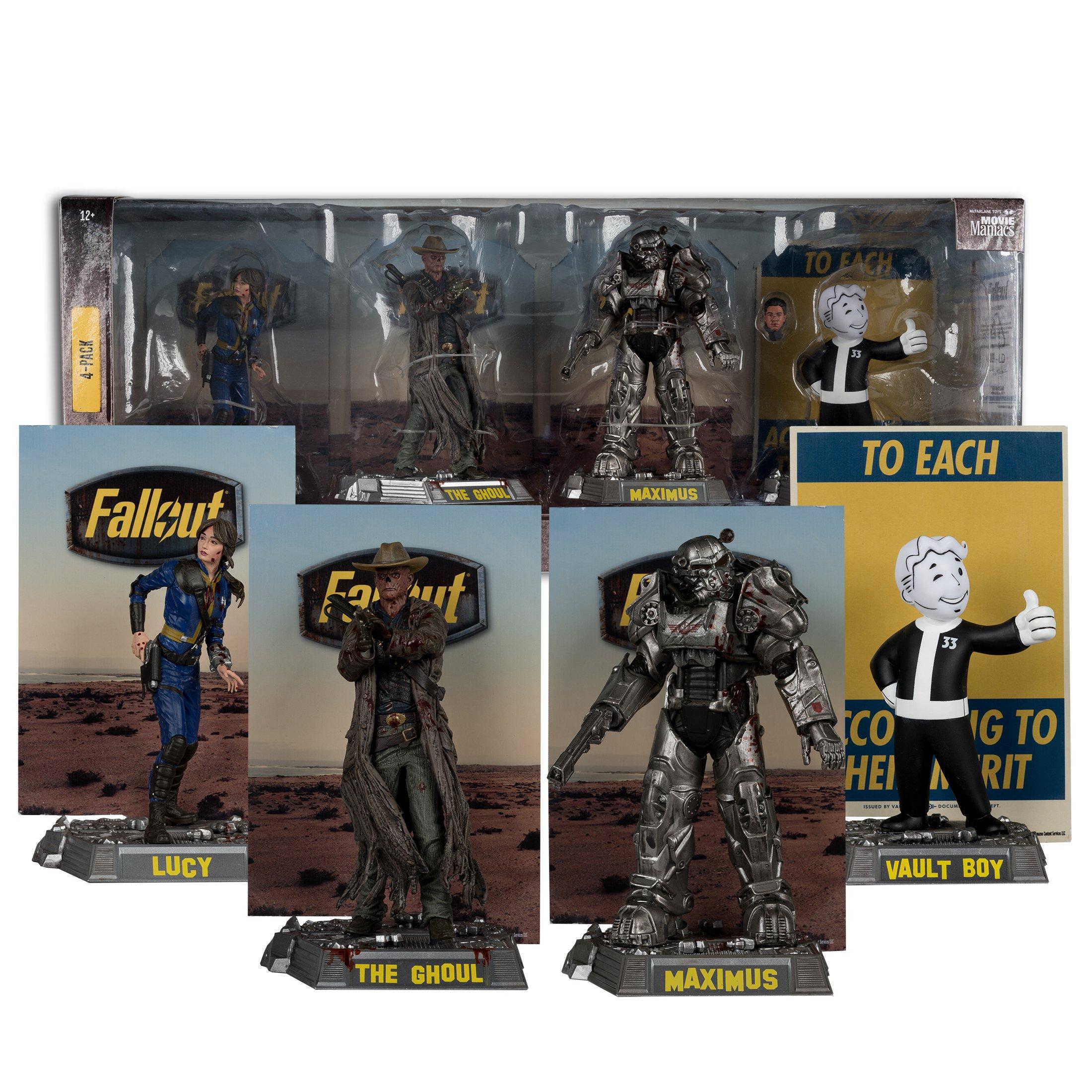 McFarlane Toys Movie Maniacs Fallout Lucy Maximus the Ghoul and Vault Boy 4 piece Figure GameStop