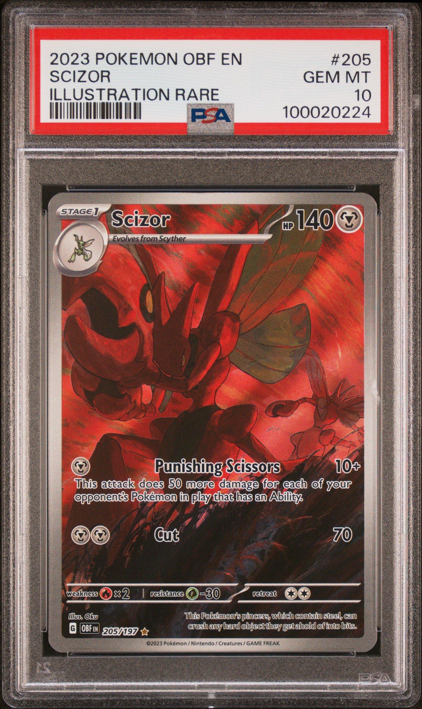 2023 Pokemon Obf En-obsidian Flames 205 Scizor Illustration Rare PSA 10 ...