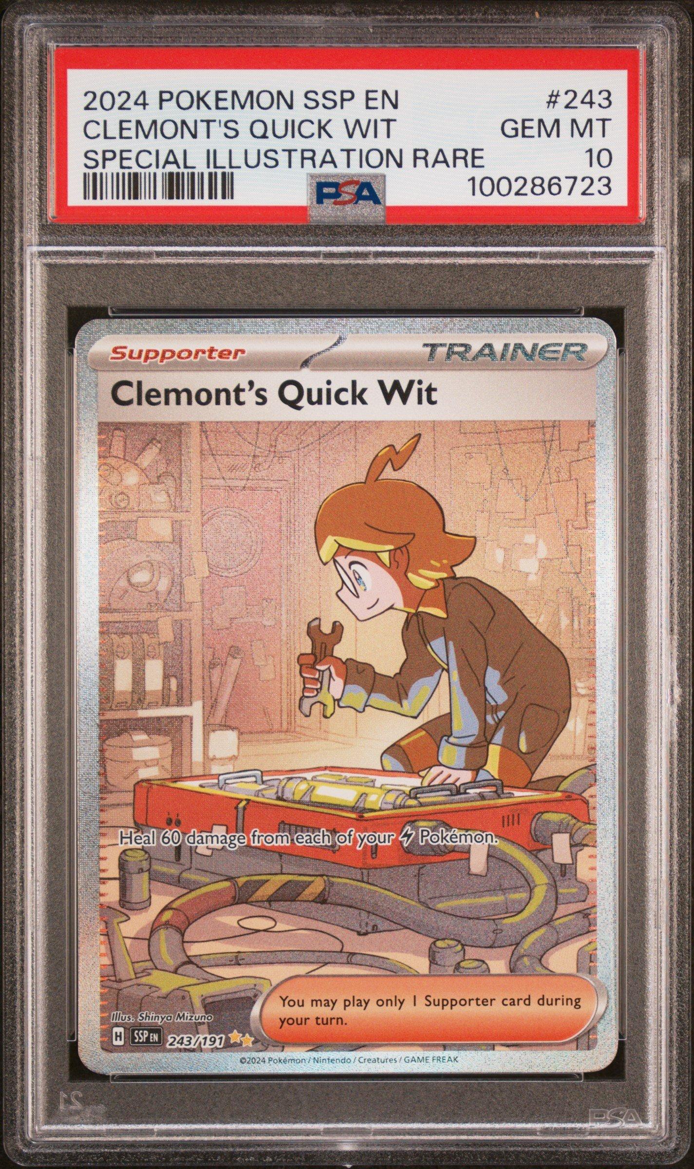 2024 Pokemon Ssp En-surging Sparks 243 Clemont's Quick Wit Special Illustration Rare PSA 10 ...