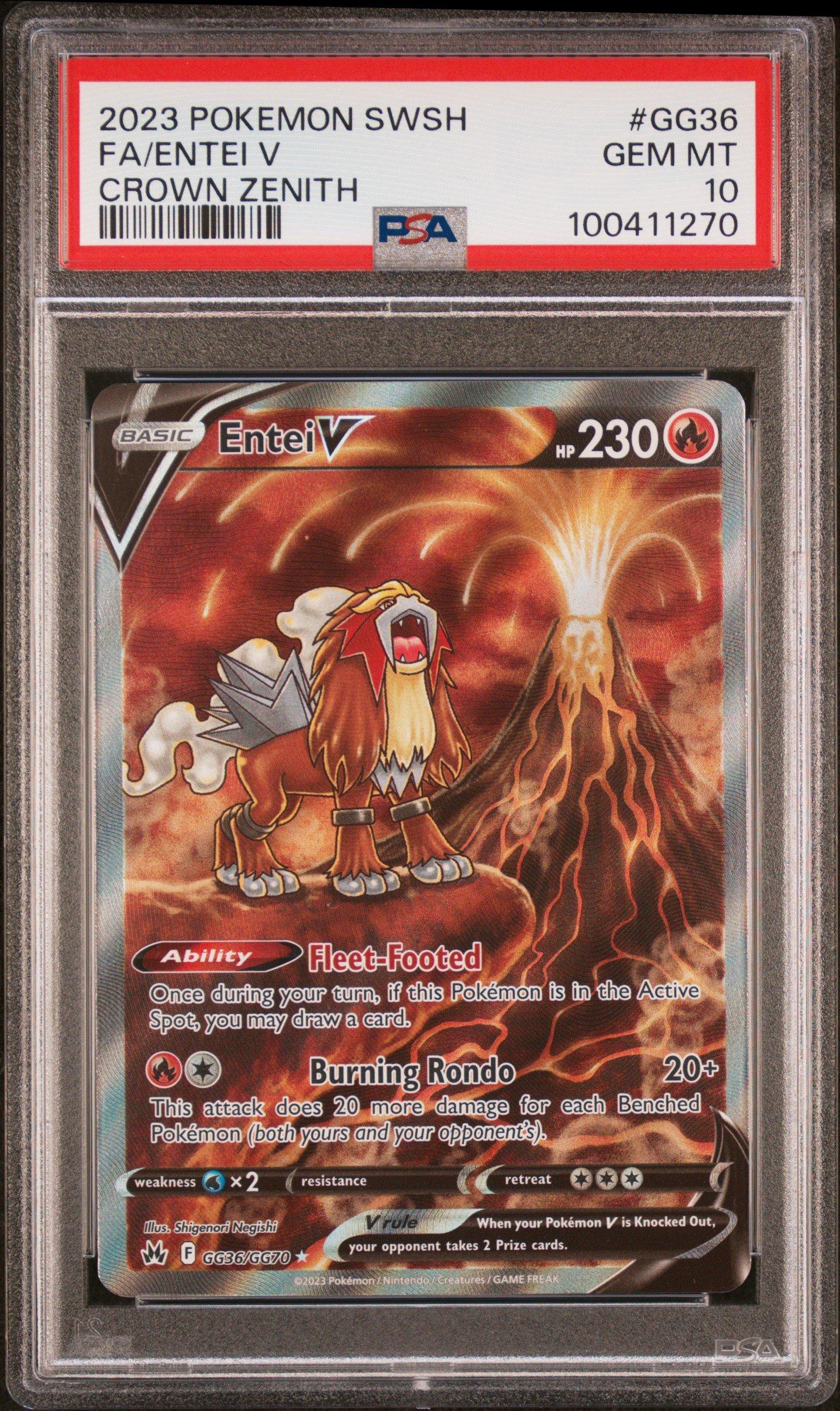 2023 Pokemon Sword And Shield Crown Zenith Gg36 Full Art/entei V PSA 10 | GameStop