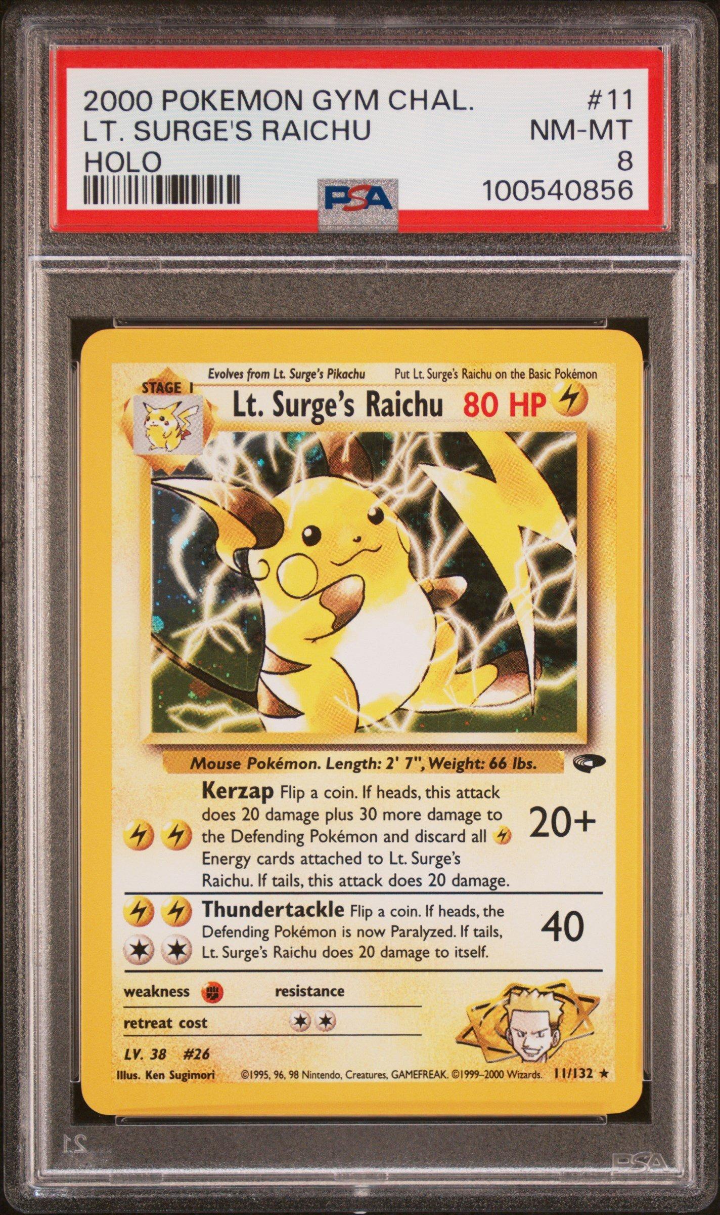 2000 Pokemon Gym Challenge 11 Lt. Surge's Raichu Holo PSA 8 | GameStop
