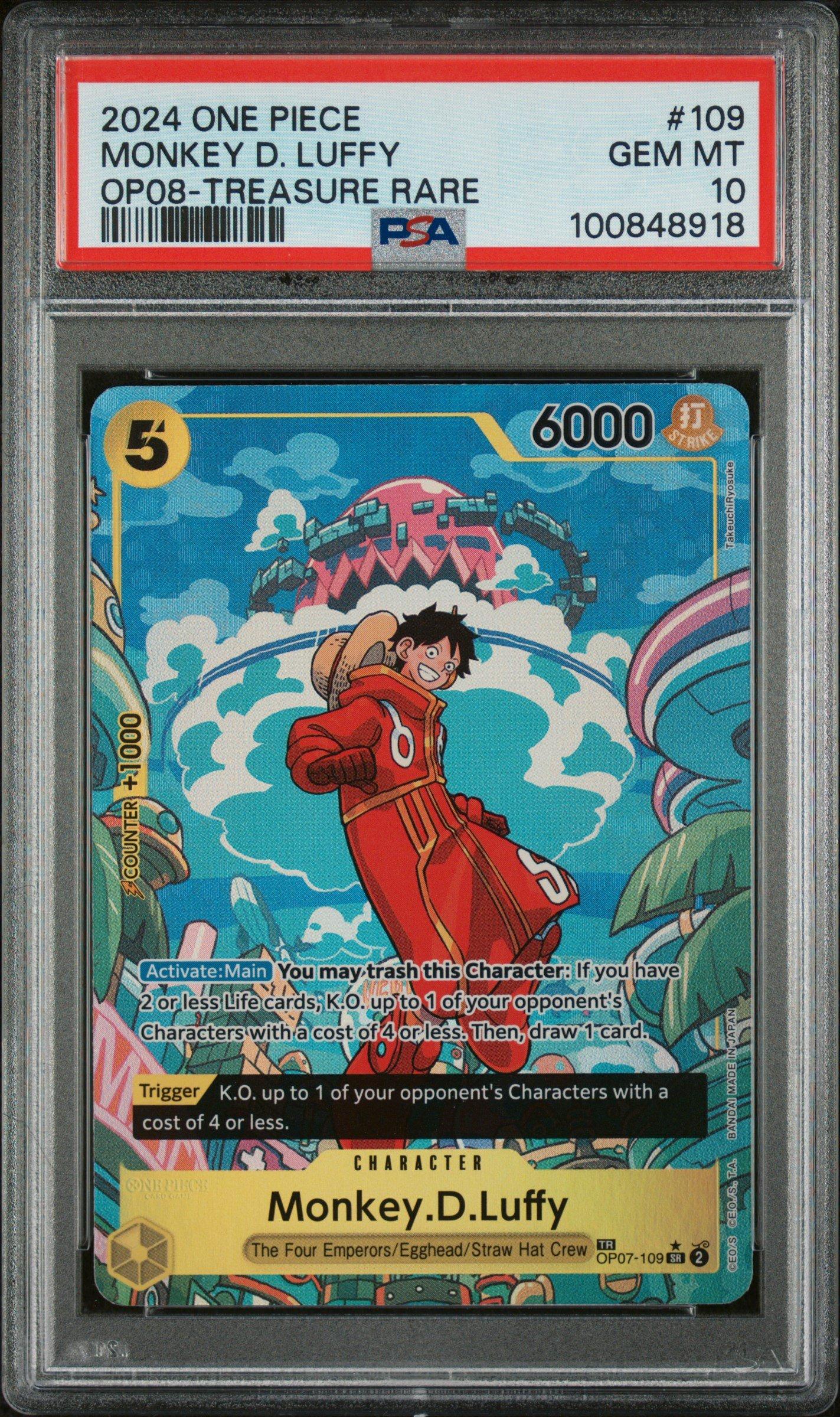 2024 One Piece Two Legends 109 Monkey D. Luffy Treasure Rare PSA 10 ...