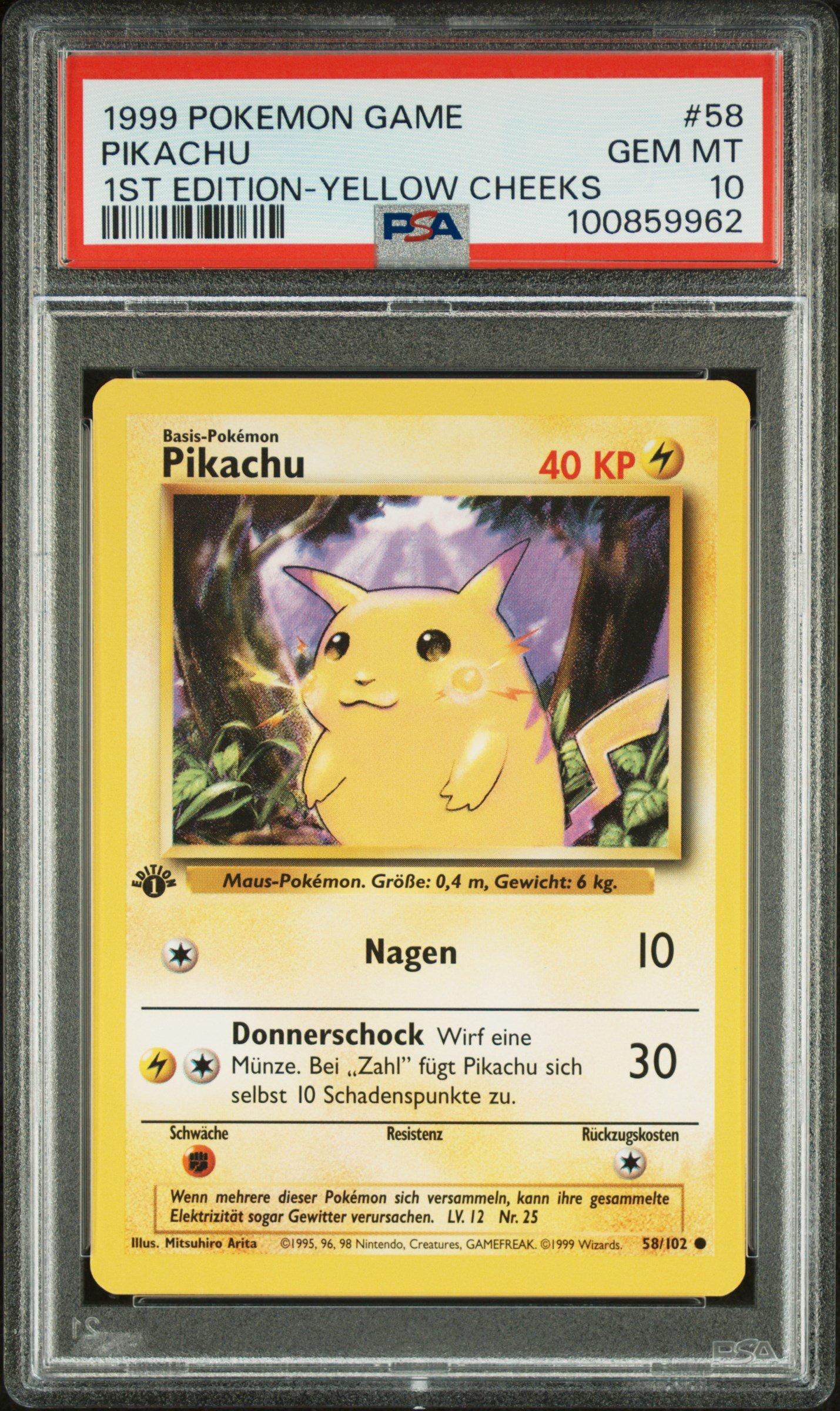 1999 Pokemon Game 58 Pikachu 1st Edition-yellow Cheeks PSA 10 | GameStop