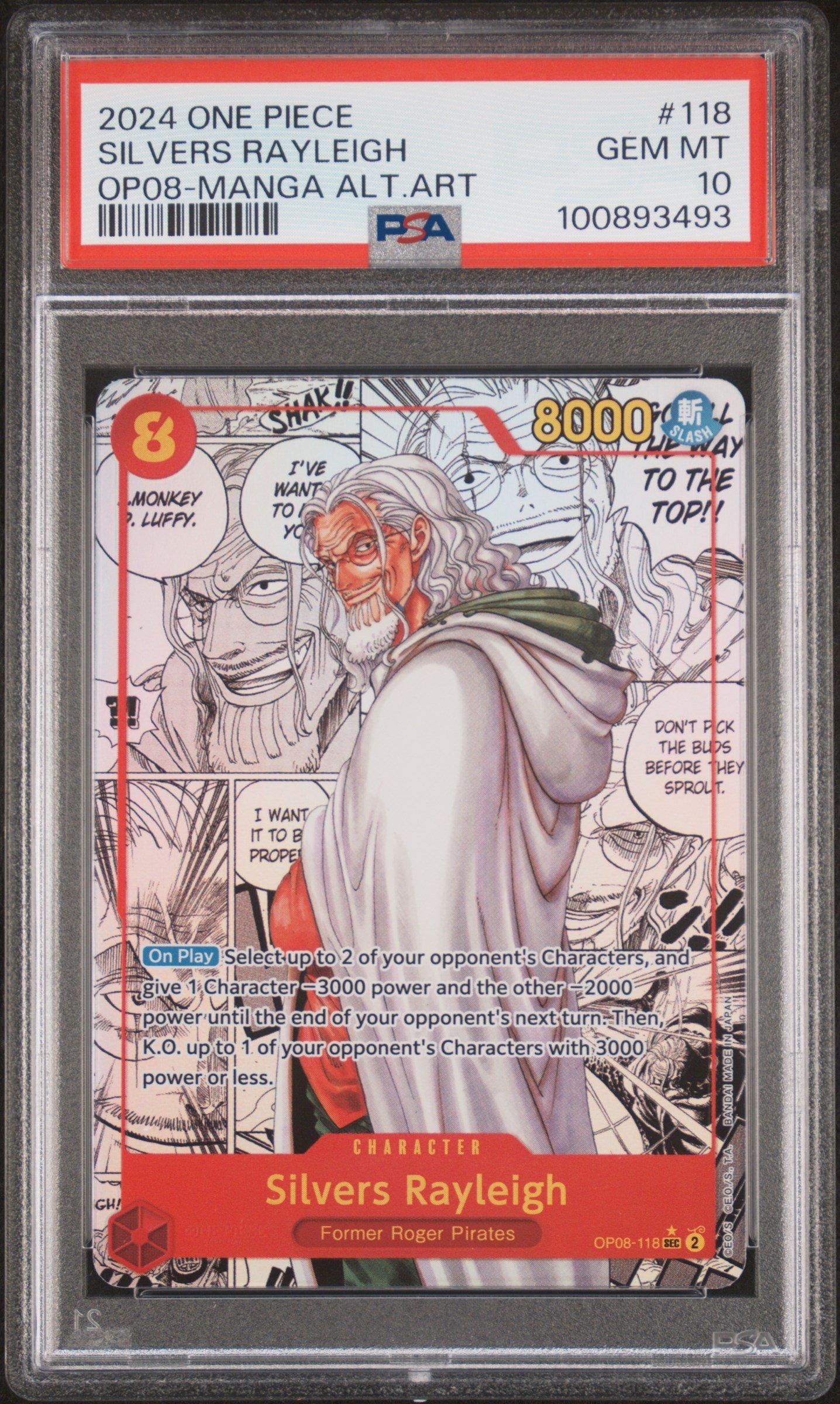 2024 One Piece Op08-two Legends 118 Silvers Rayleigh Manga Alternate ...