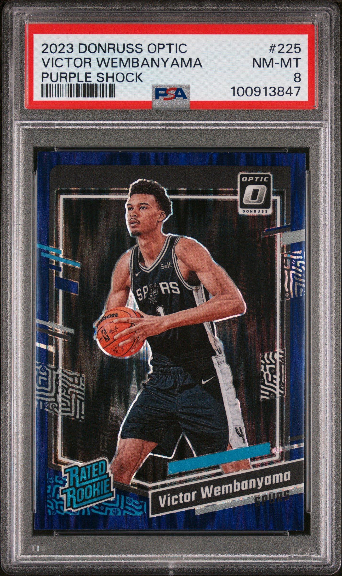 2023 Panini Donruss Optic 225 Victor Wembanyama Purple Shock PSA 8 ...