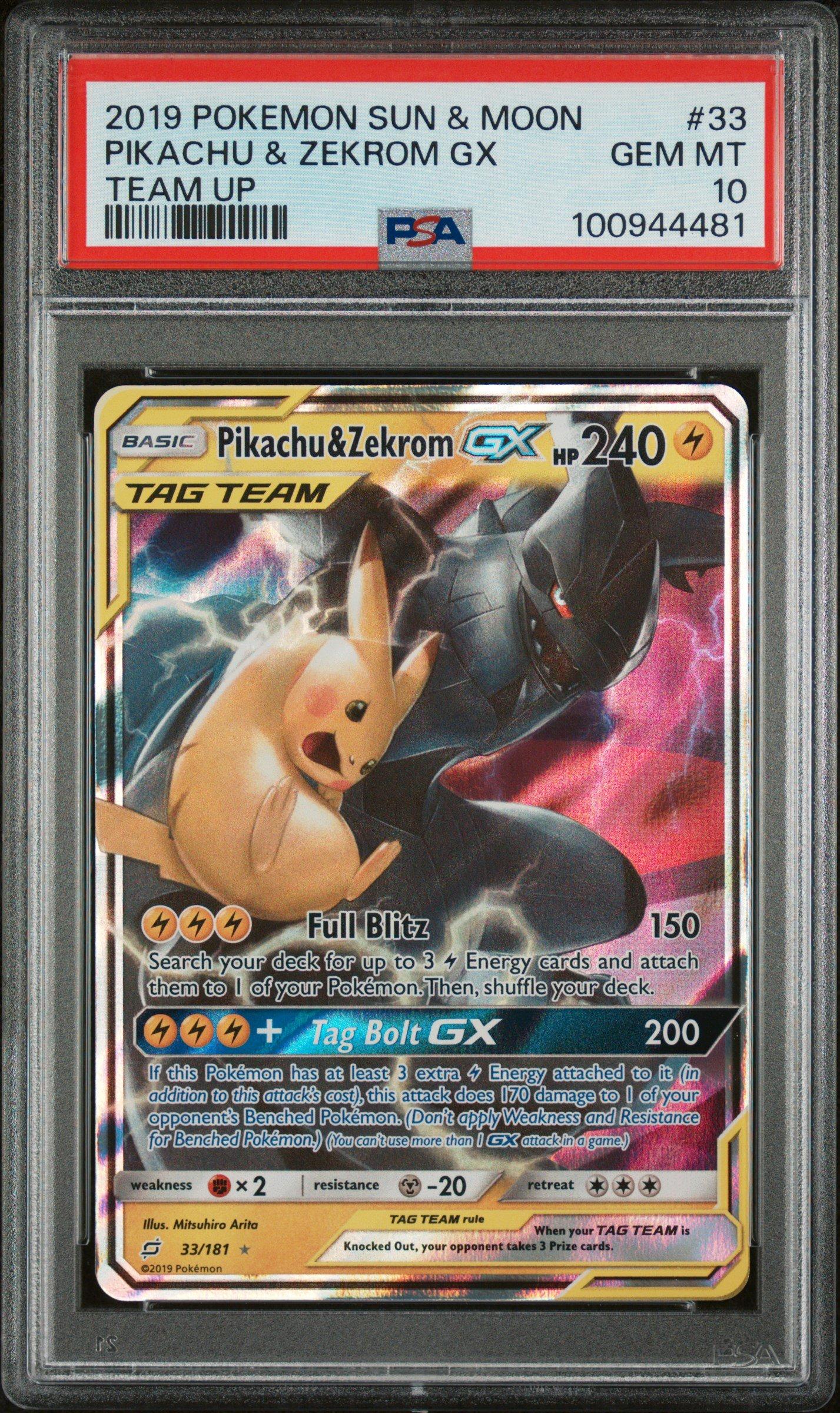 2019 Pokemon Sun & Moon Team Up 33 Pikachu & Zekrom Gx PSA 10 | GameStop