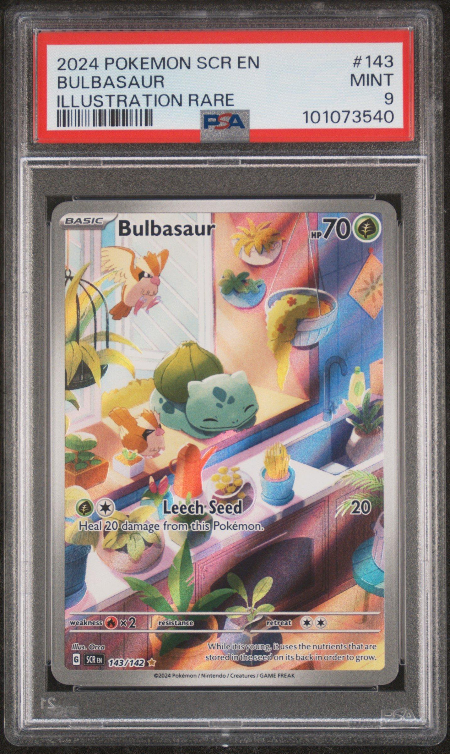 2024 Pokemon Scr En-stellar Crown 143 Bulbasaur Illustration Rare PSA 9 ...