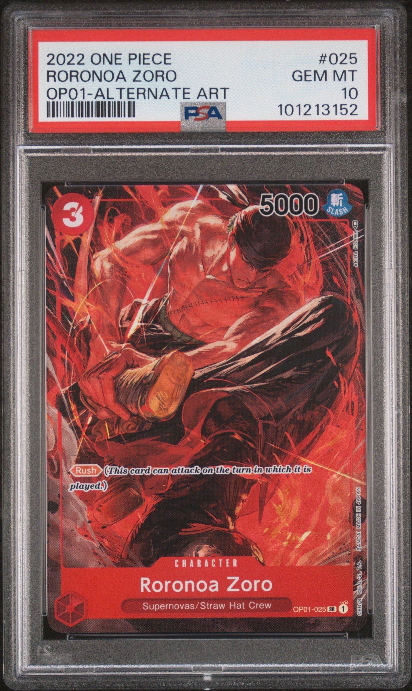2022 One Piece Op01-romance Dawn 025 Roronoa Zoro Alternate Art PSA 10 ...