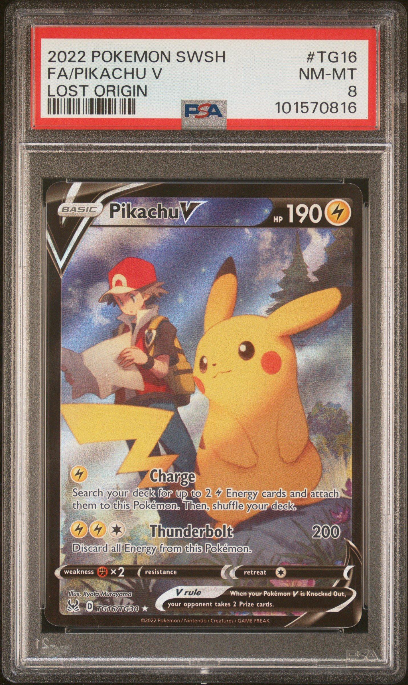 2022 Pokemon Sword & Shield Lost Origin Tg16 Full Art/pikachu V PSA 8 ...