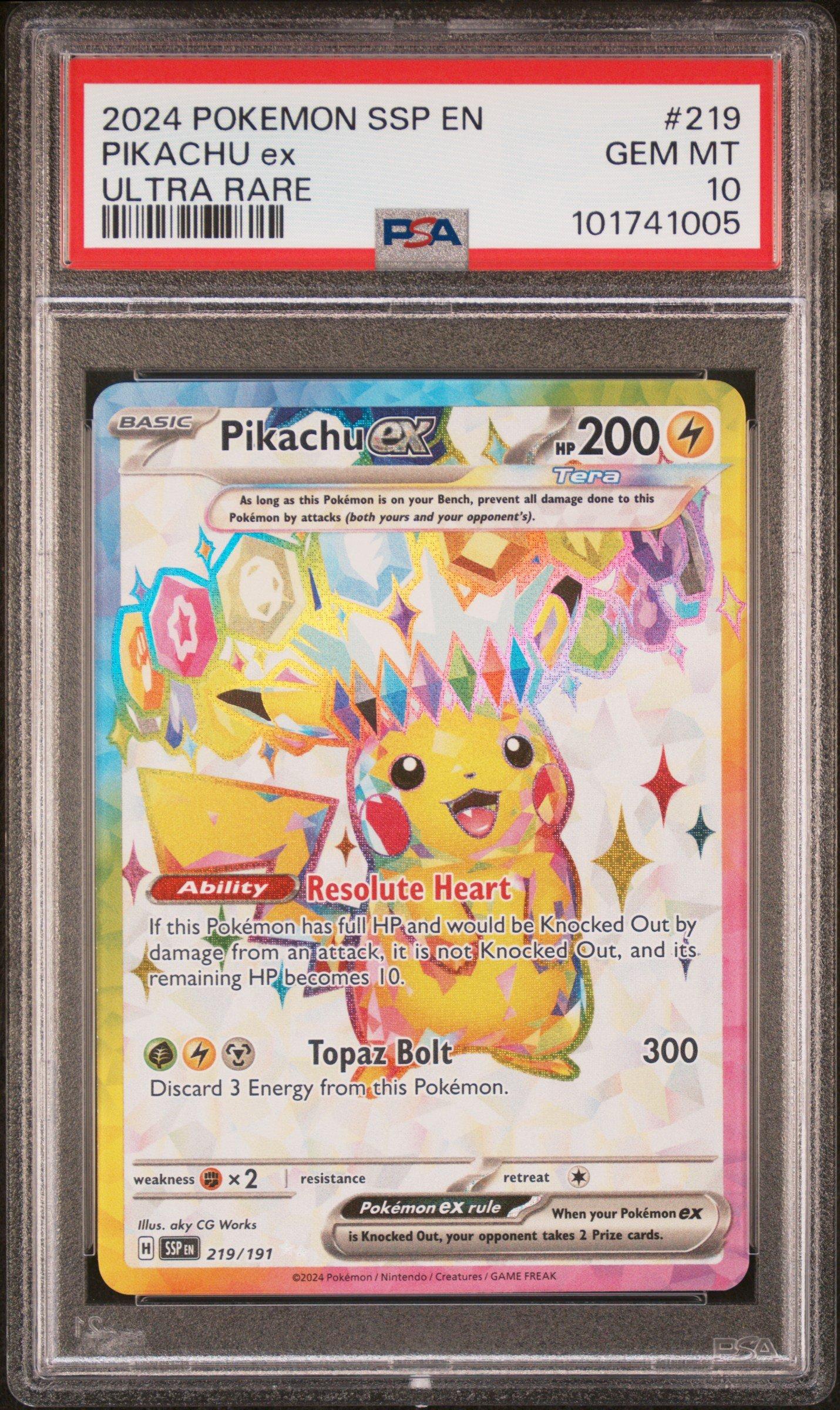 2024 Pokemon Ssp En-surging Sparks 219 Pikachu Ex Ultra Rare PSA 10 ...