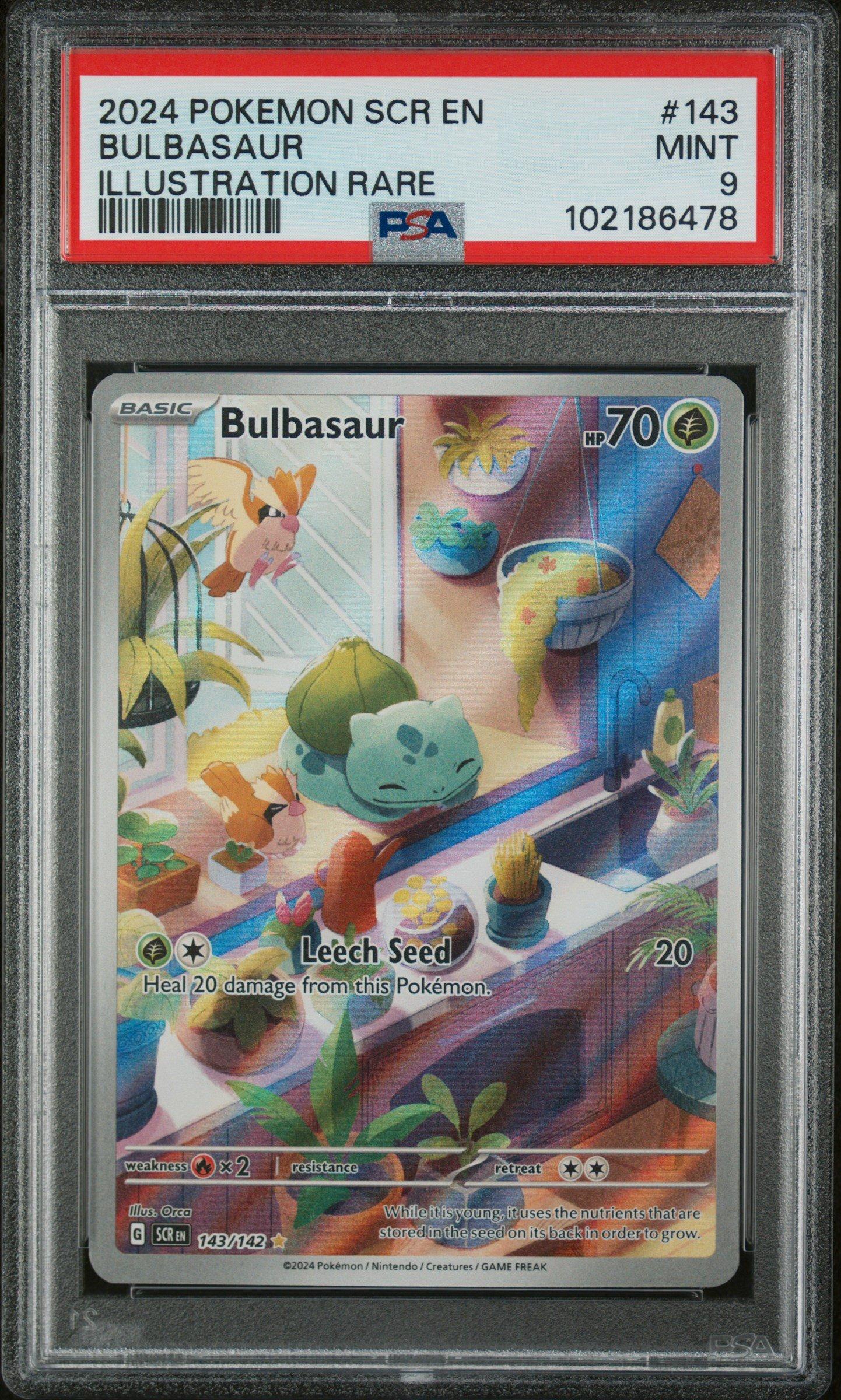 2024 Pokemon Scr En-stellar Crown 143 Bulbasaur Illustration Rare PSA 9 ...