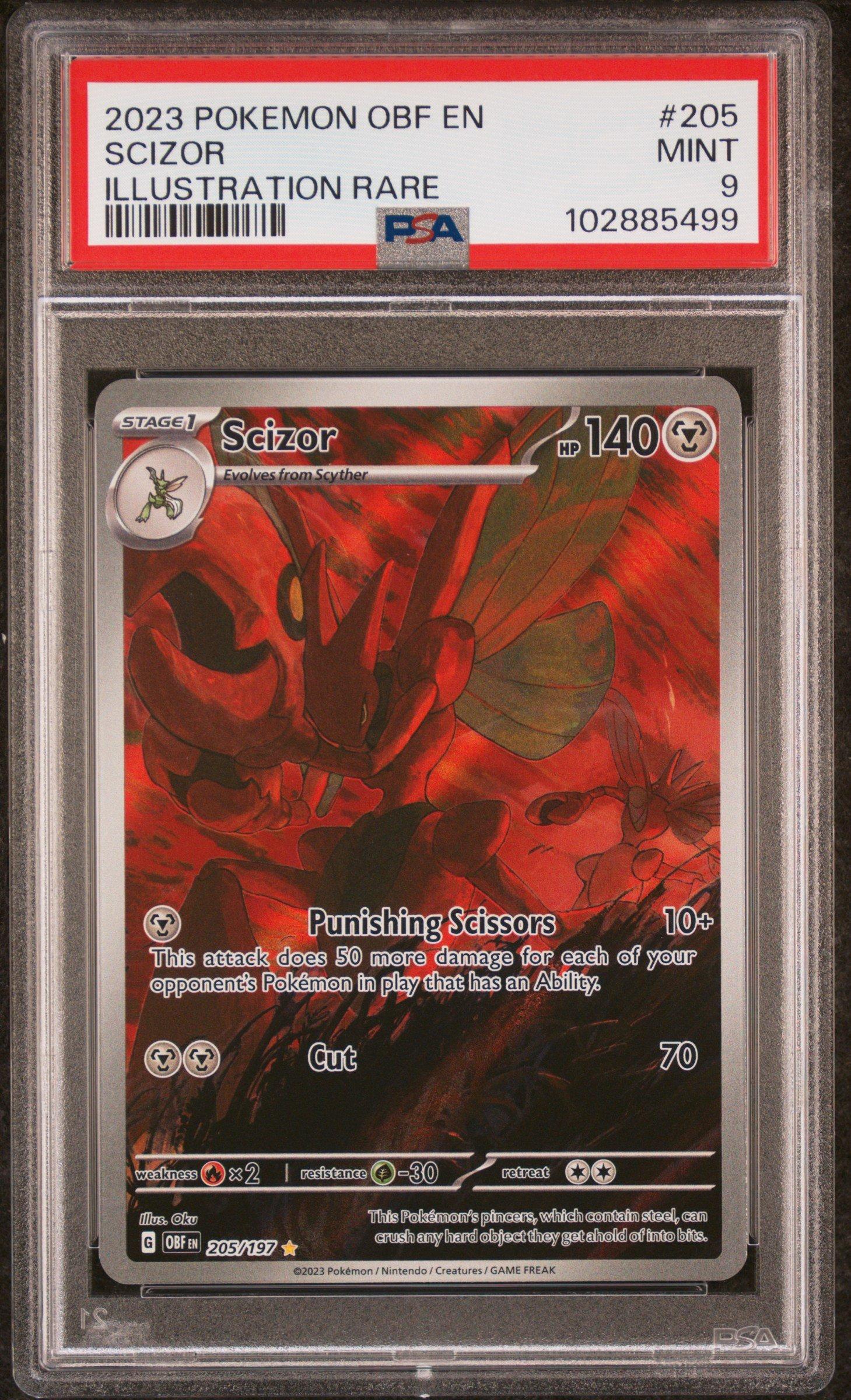 2023 Pokemon Obf En-obsidian Flames 205 Scizor Illustration Rare PSA 9 ...