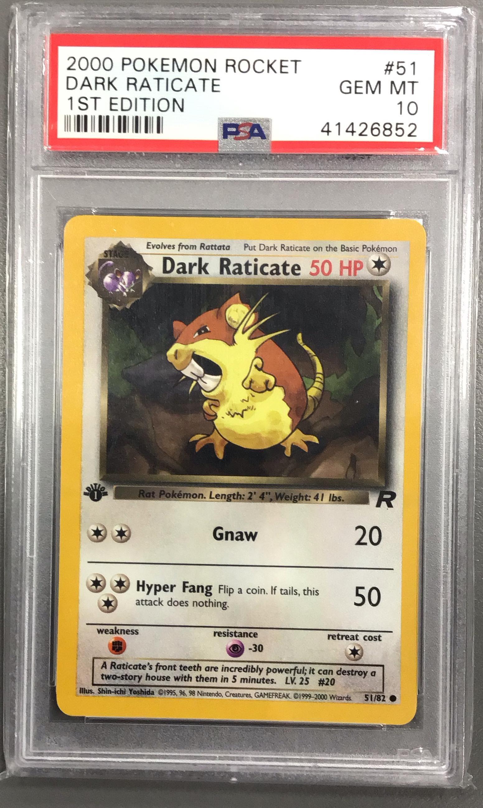 2000 Pokemon Rocket 51 Dark Raticate 1st Edition PSA 10 | GameStop