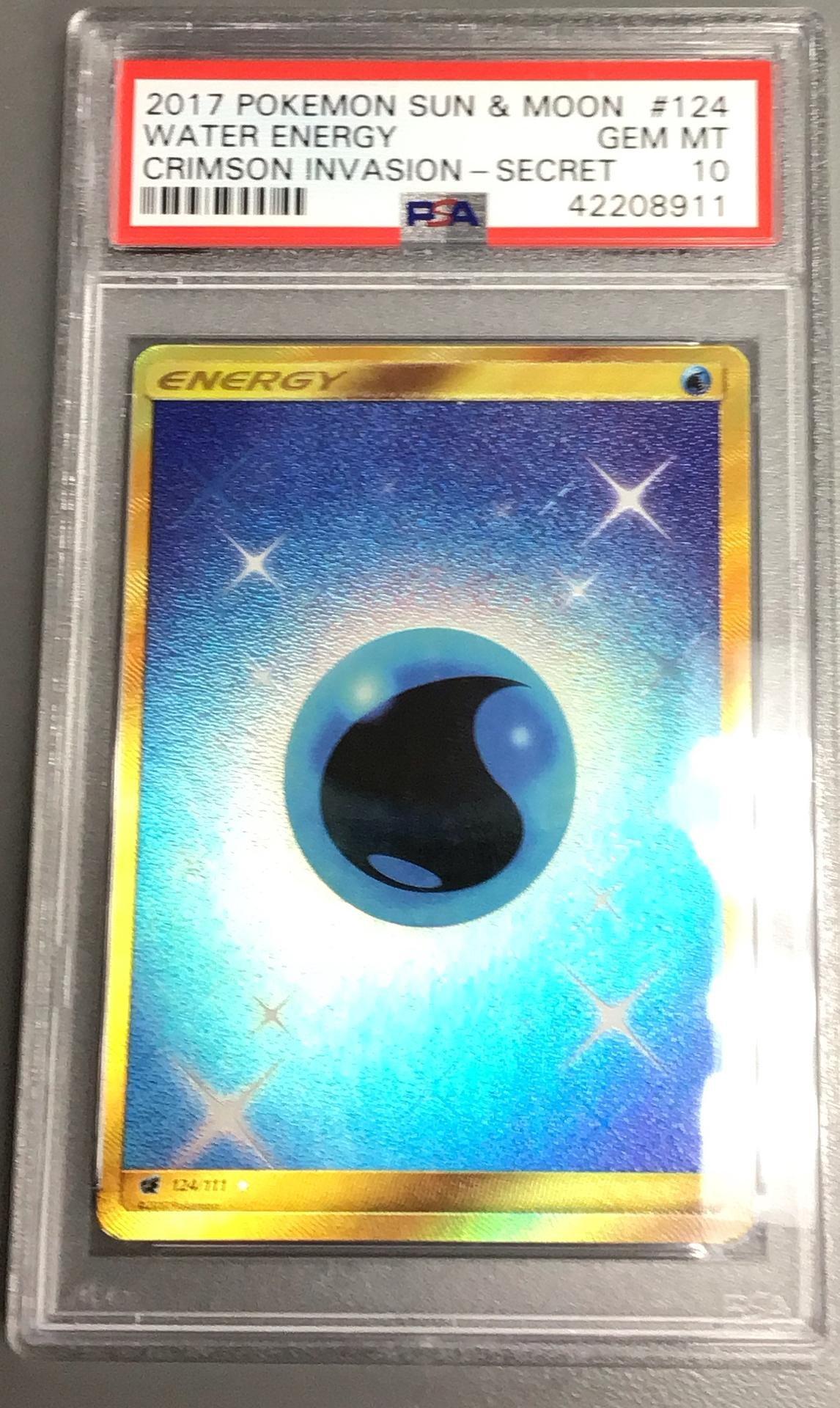 2017 Pokemon Sun & Moon Crimson Invasion 124 Water Energy Secret PSA 10 ...