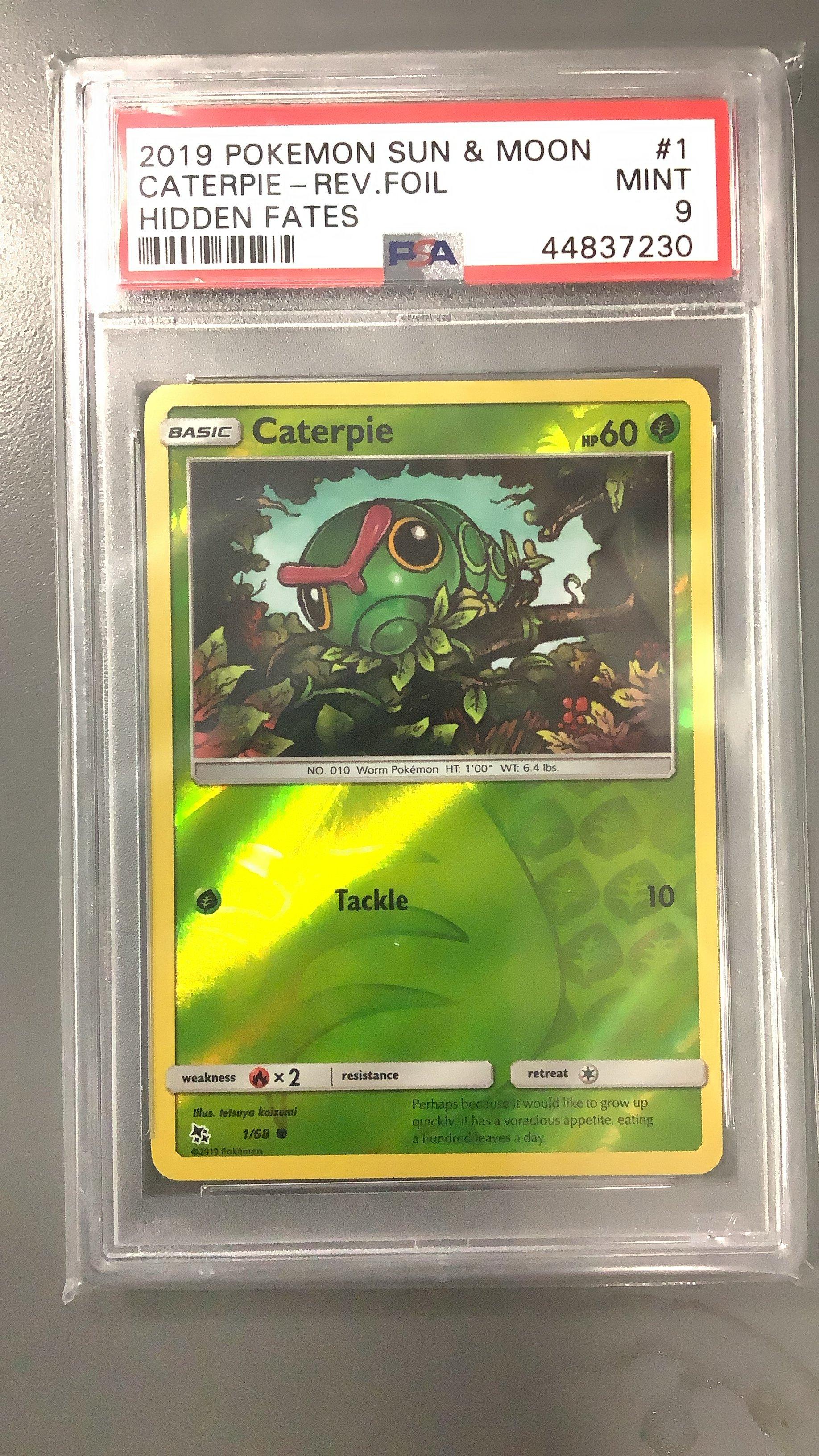 2019 Pokemon Sun & Moon Hidden Fates 1 Caterpie-reverse Foil PSA 9 ...