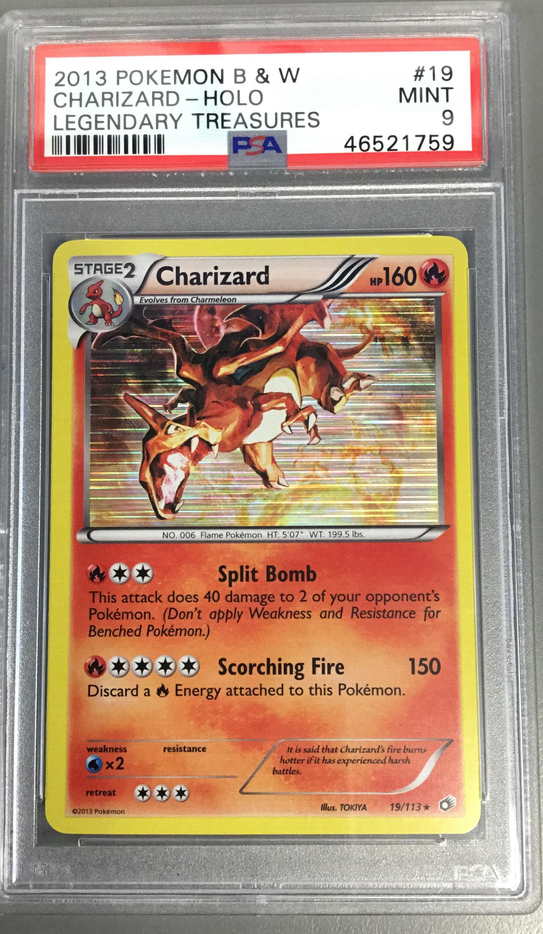 2013 Pokemon Black & White Legendary Treasures 19 Charizard-holo PSA 9 ...