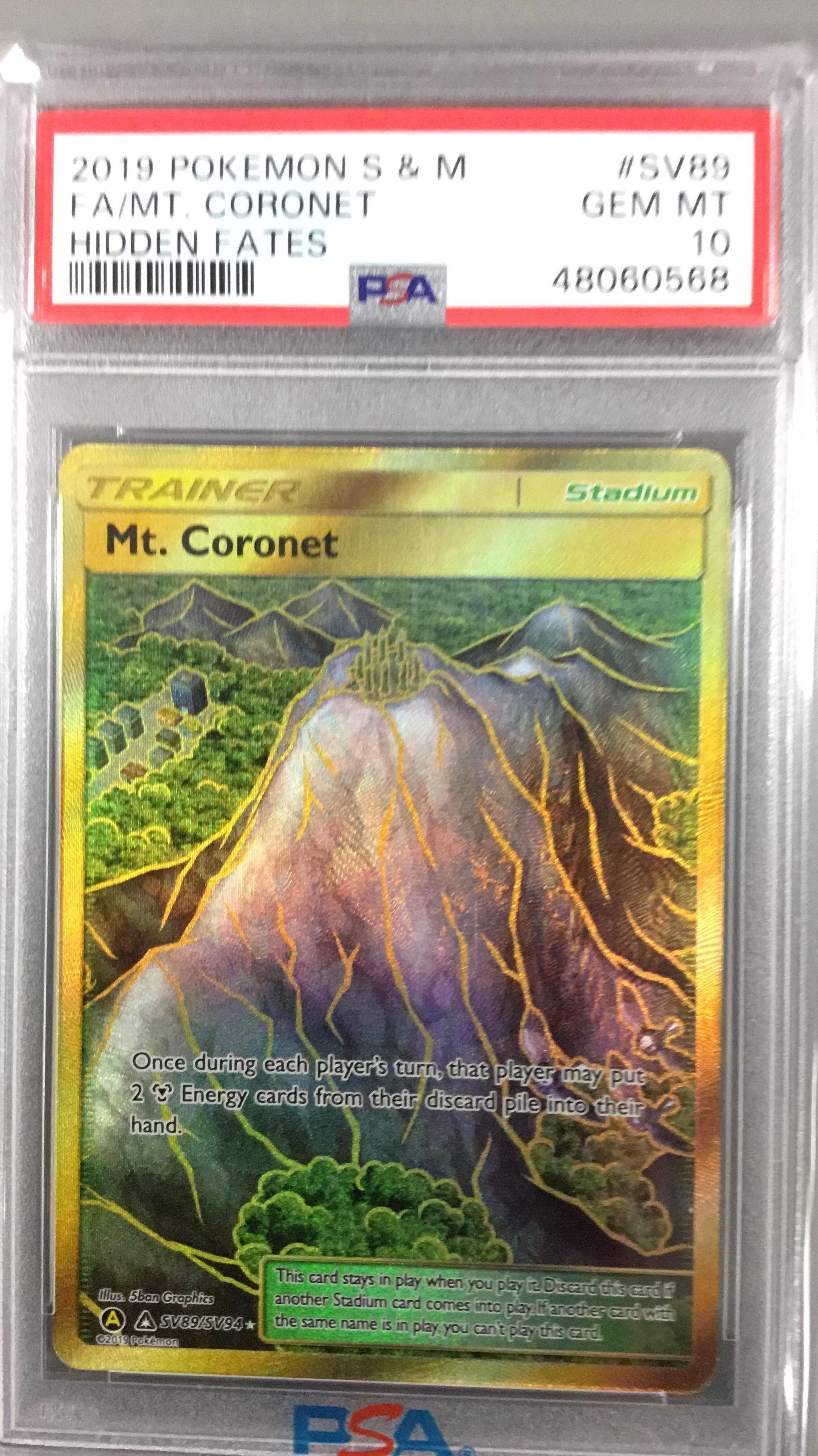 2019 Pokemon Sun & Moon Hidden Fates Sv89 Full Art/mt. Coronet PSA 10 ...