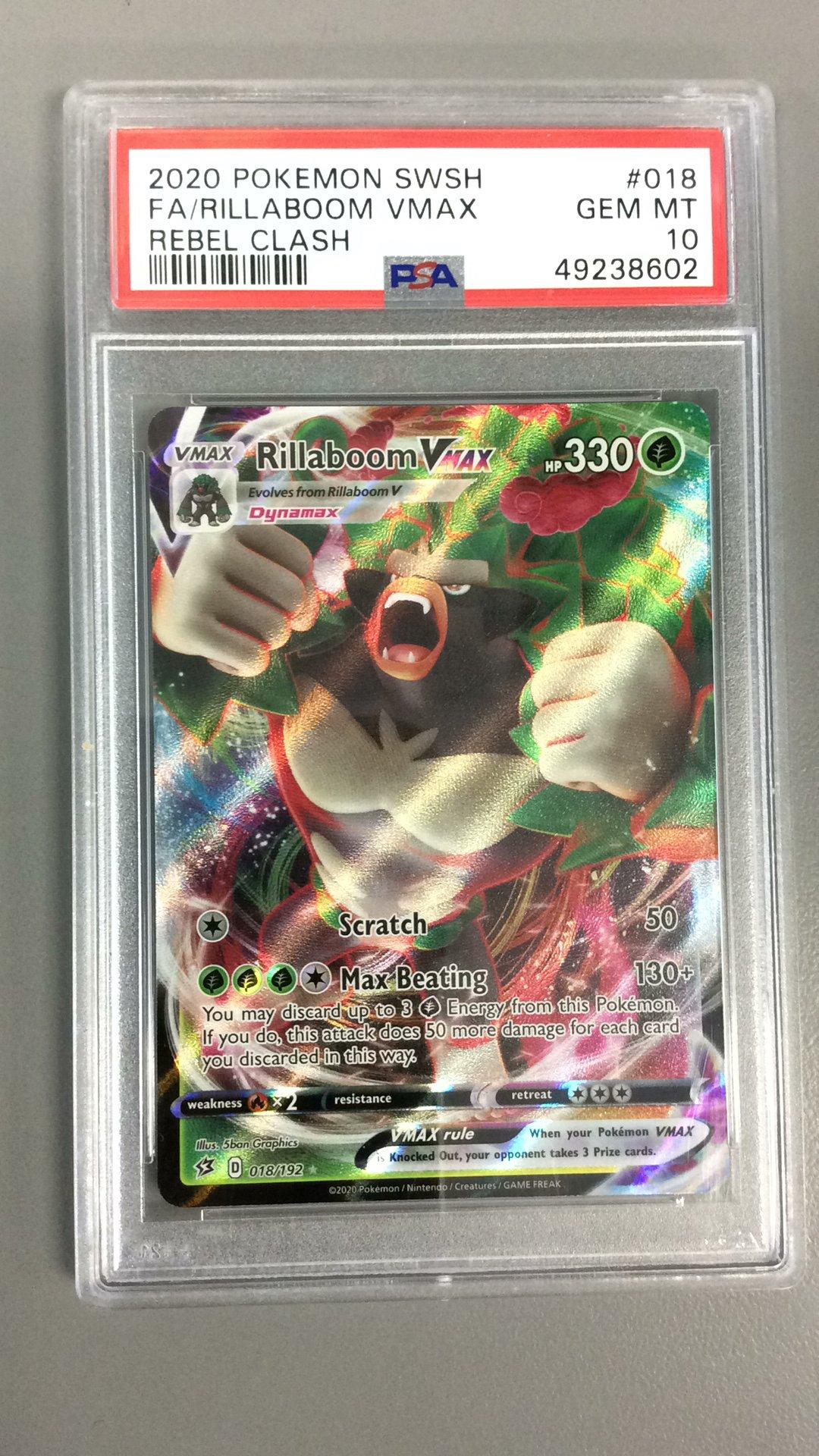 2020 Pokemon Sword & Shield Rebel Clash 018 Full Art/rillaboom Vmax PSA ...