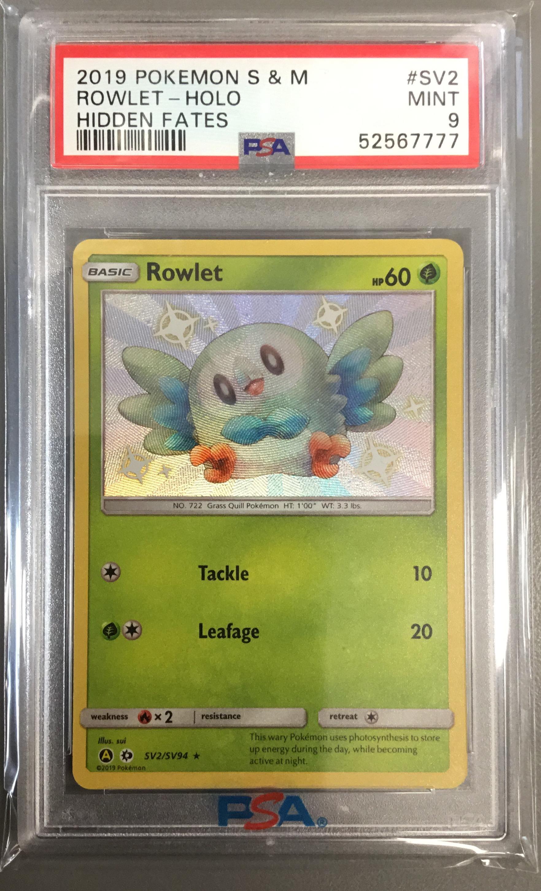 2019 Pokemon Sun & Moon Hidden Fates Sv2 Rowlet-holo PSA 9 | GameStop