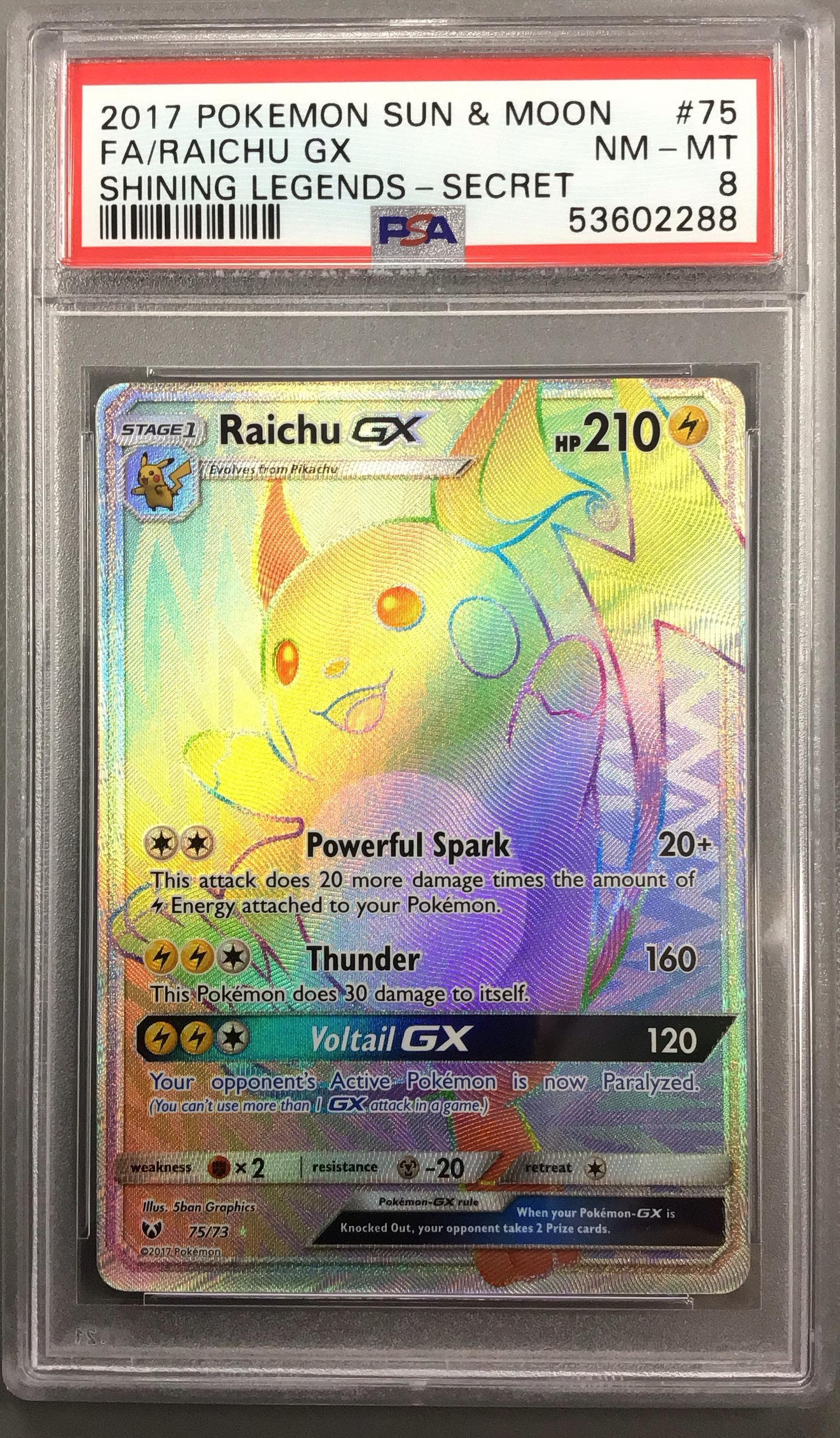 2017 Pokemon Sun & Moon Shining Legends 75 Full Art/raichu Gx Secret ...