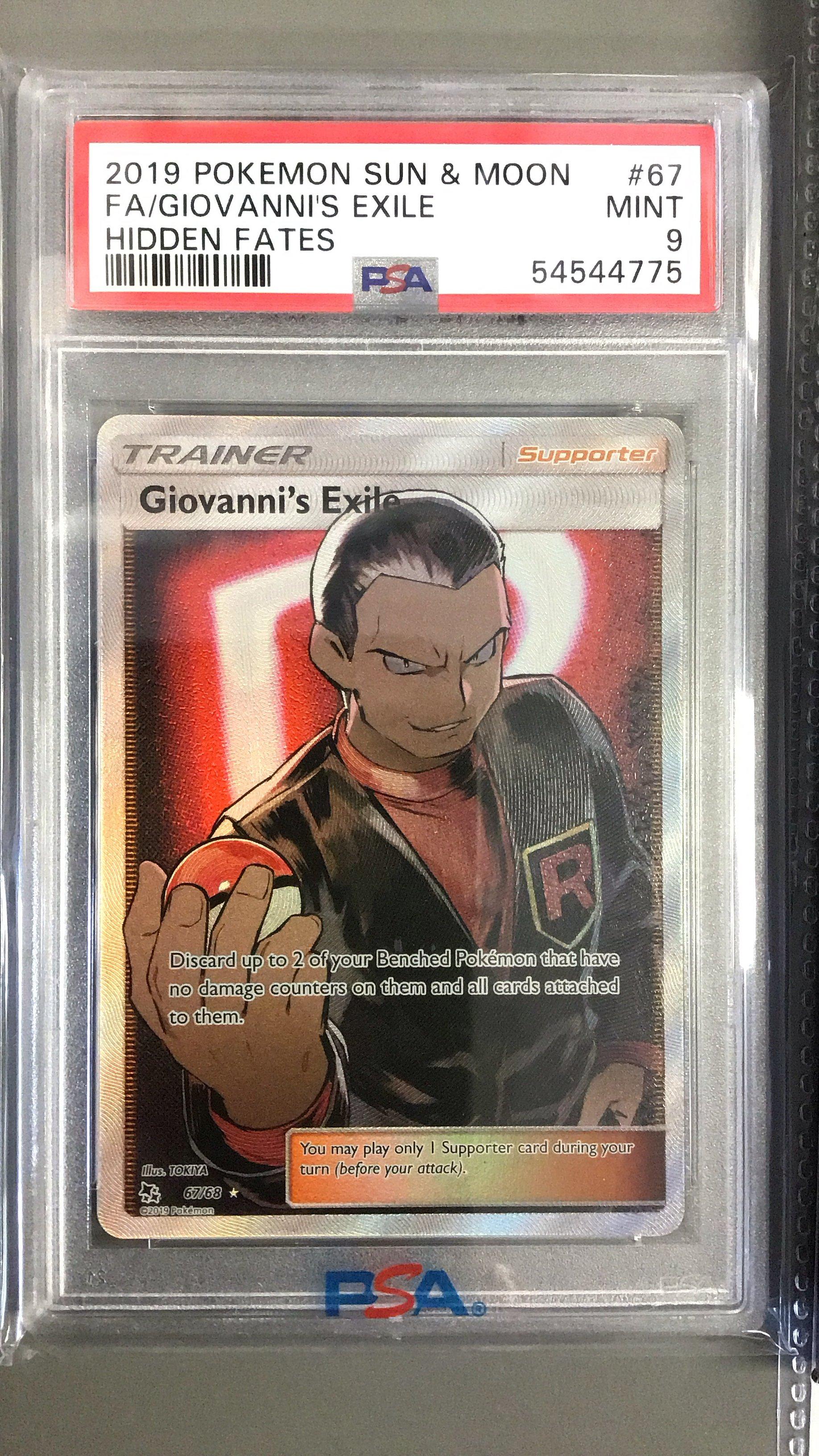 2019 Pokemon Sun & Moon Hidden Fates 67 Full Art/giovanni's Exile PSA 9 ...