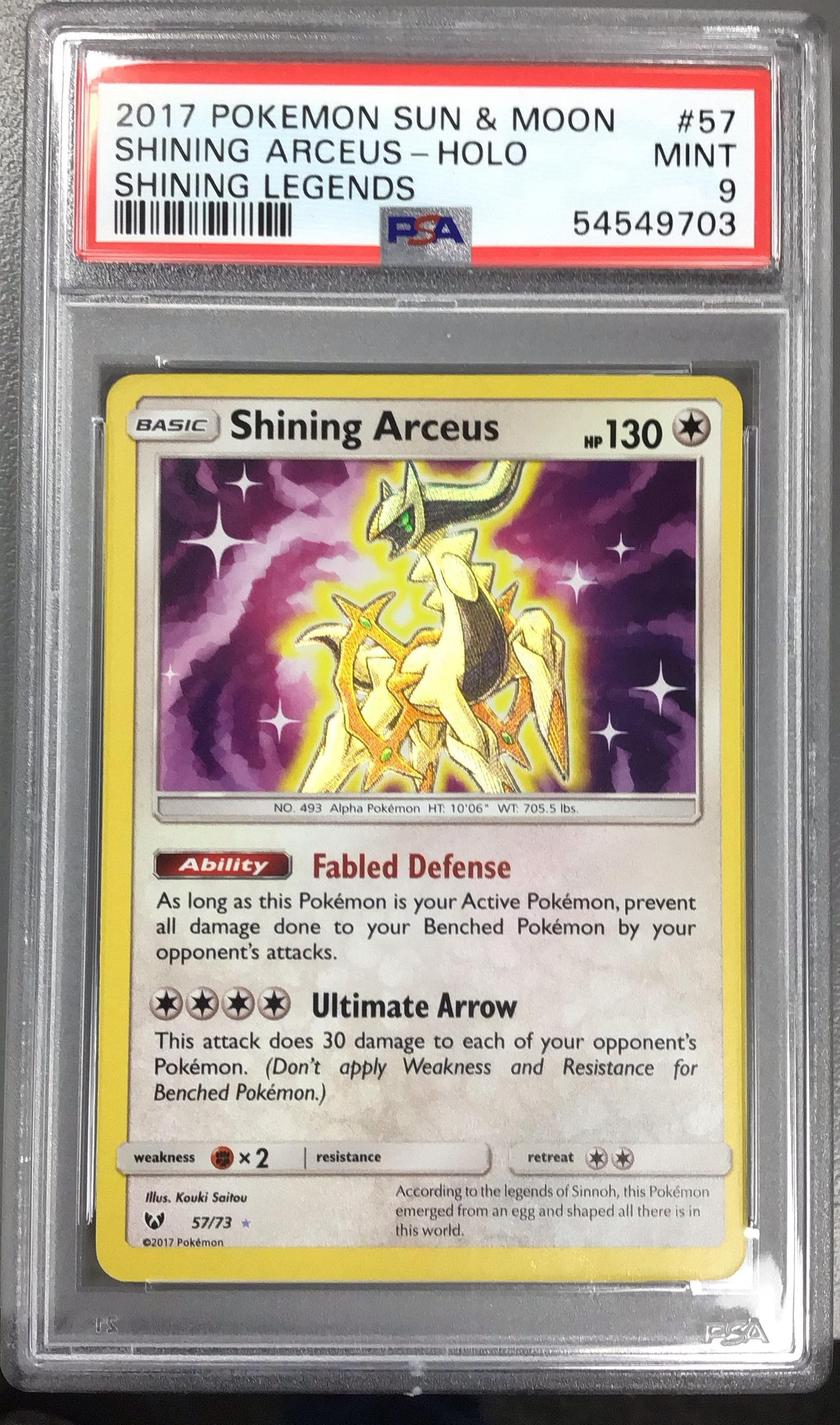 2017 Pokemon Sun & Moon Shining Legends 57 Shining Arceus-holo PSA 9 ...