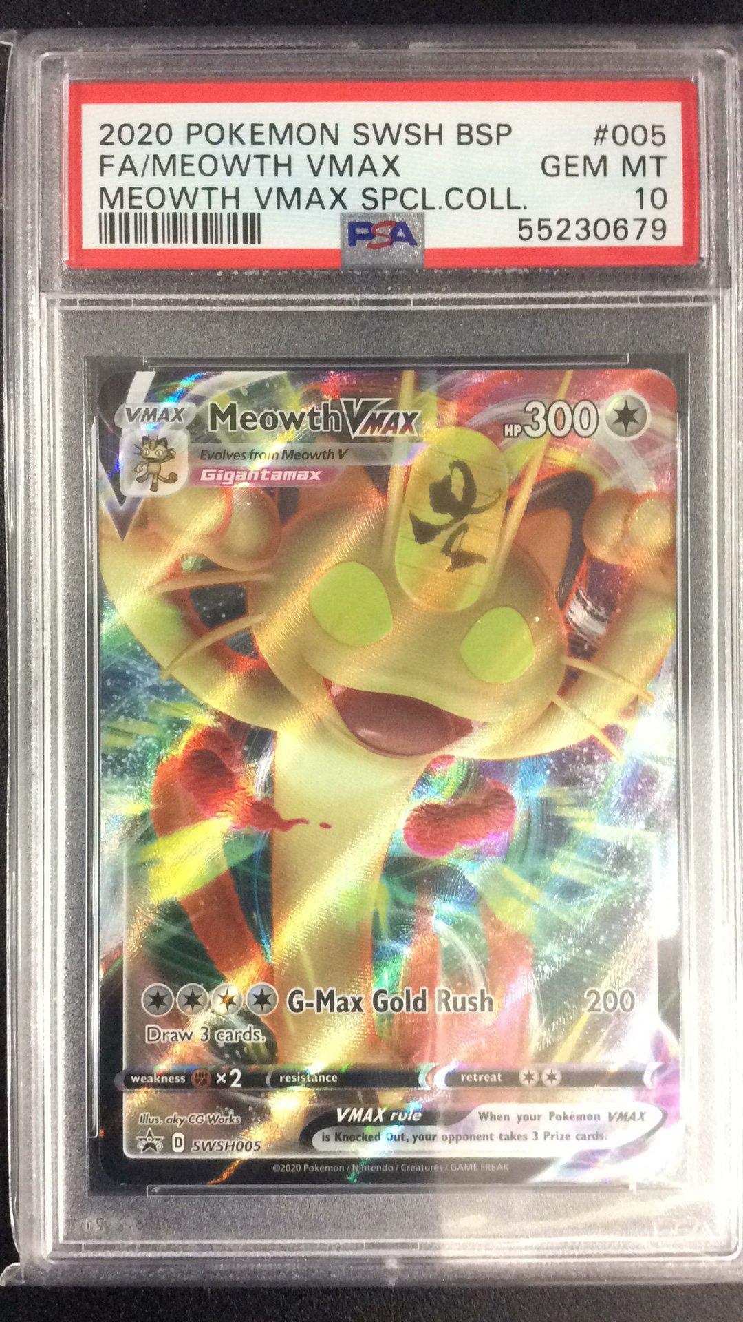 2020 Pokemon Swsh Black Star Promo 005 Full Art/meowth Vmax Meowth Vmax Special Collection PSA ...