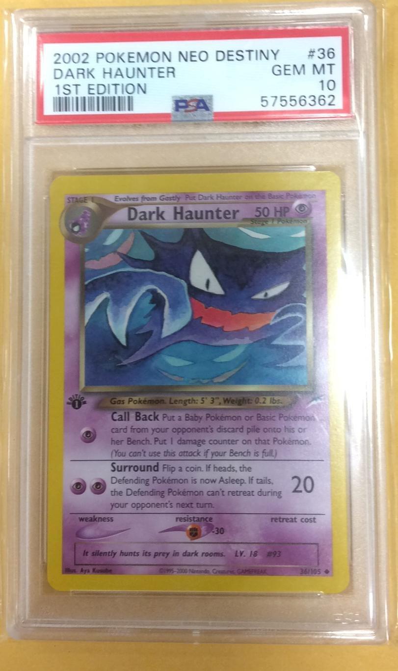 2002 Pokemon Neo Destiny 36 Dark Haunter 1st Edition PSA 10 | GameStop