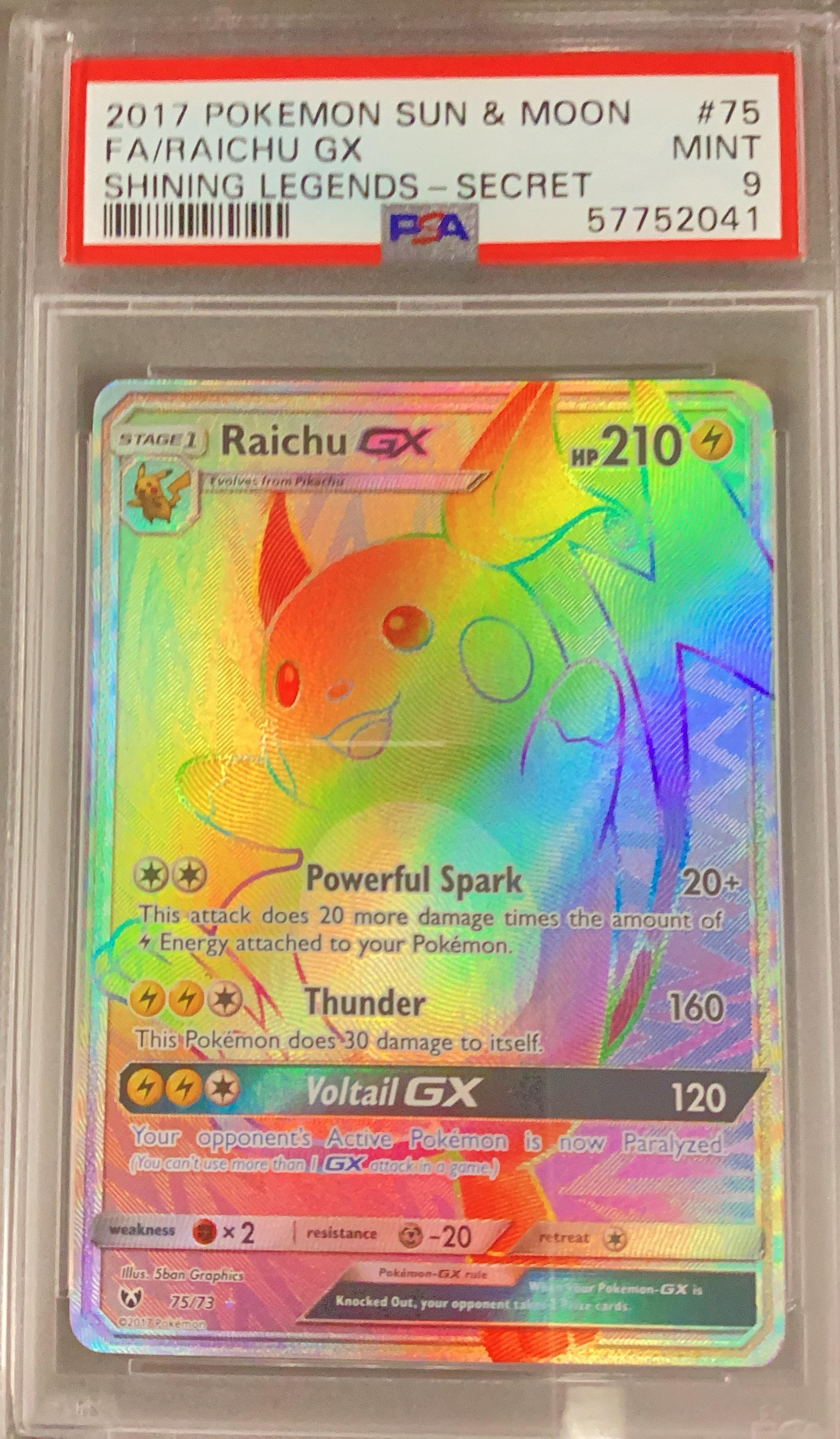 2017 Pokemon Sun & Moon Shining Legends 75 Full Art/raichu Gx Secret ...