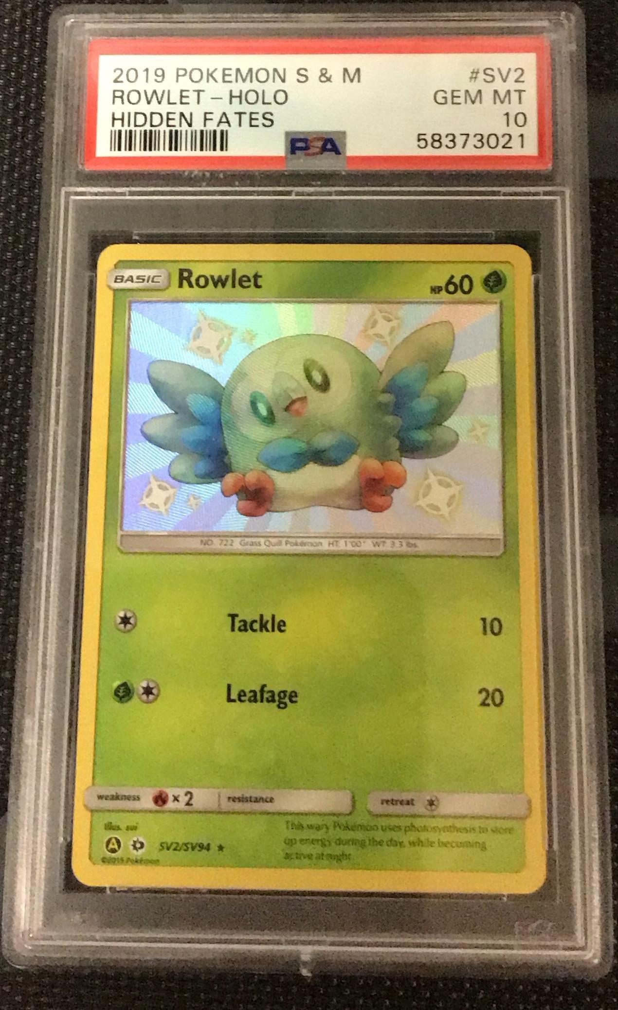 2019 Pokemon Sun & Moon Hidden Fates Sv2 Rowlet-holo PSA 10 | GameStop