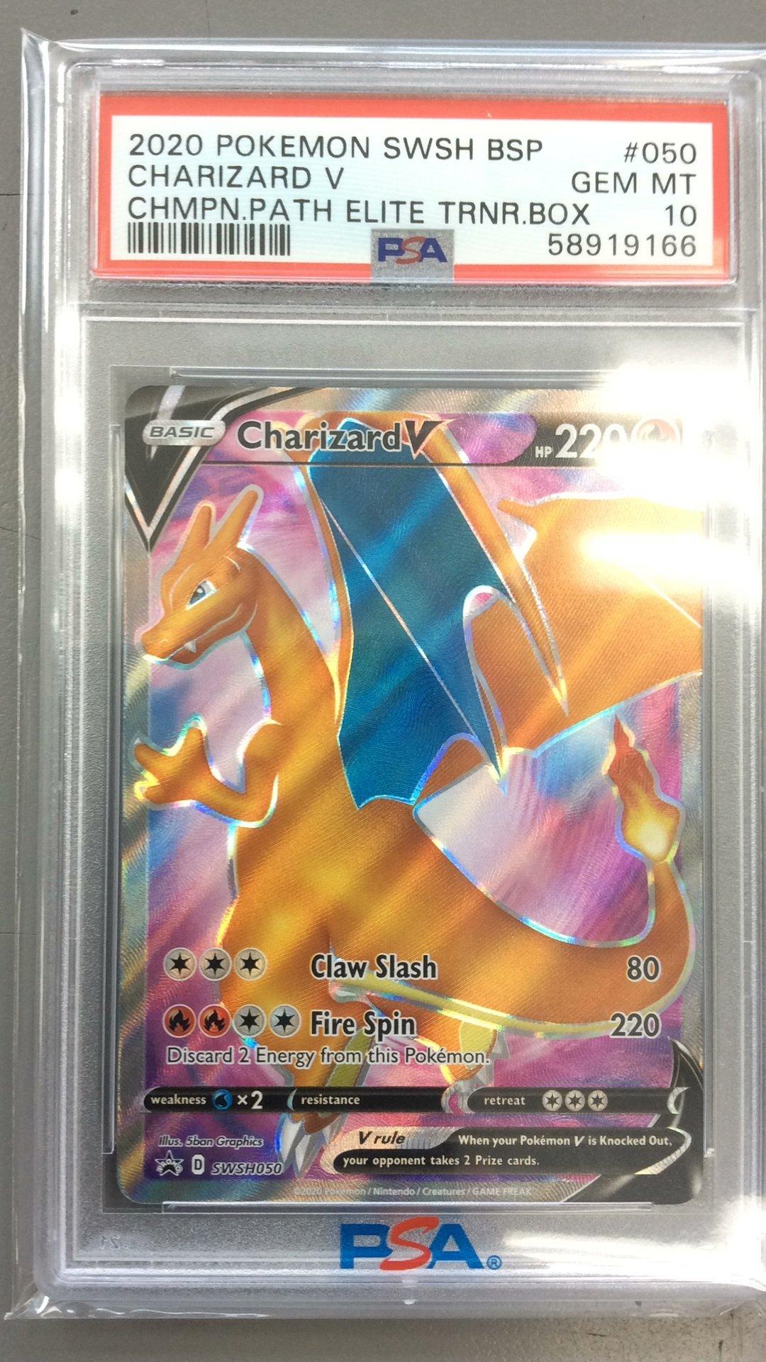 2020 Pokemon Swsh Black Star Promo 050 Charizard V Champion's Path Elite Trainer Box PSA 10 ...