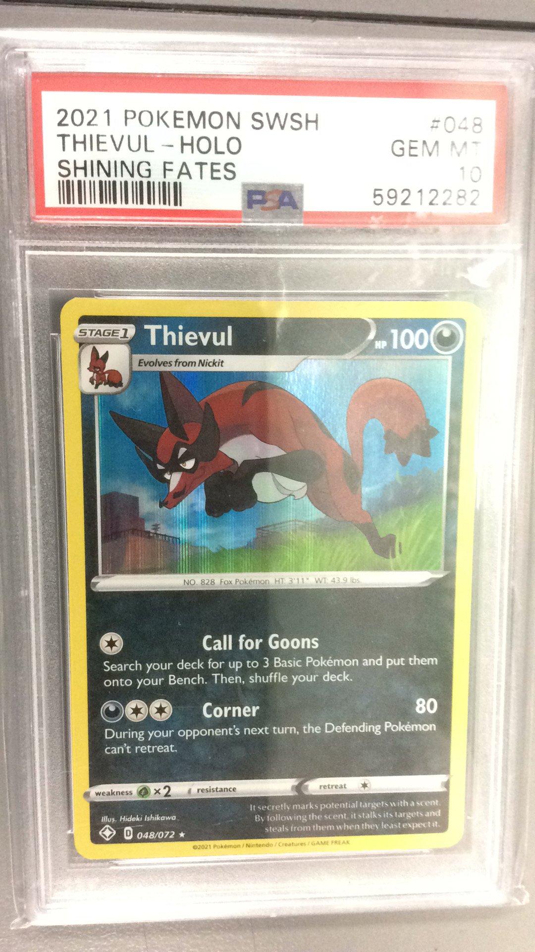 2021 Pokemon Sword & Shield Shining Fates 048 Thievul-holo PSA 10 ...