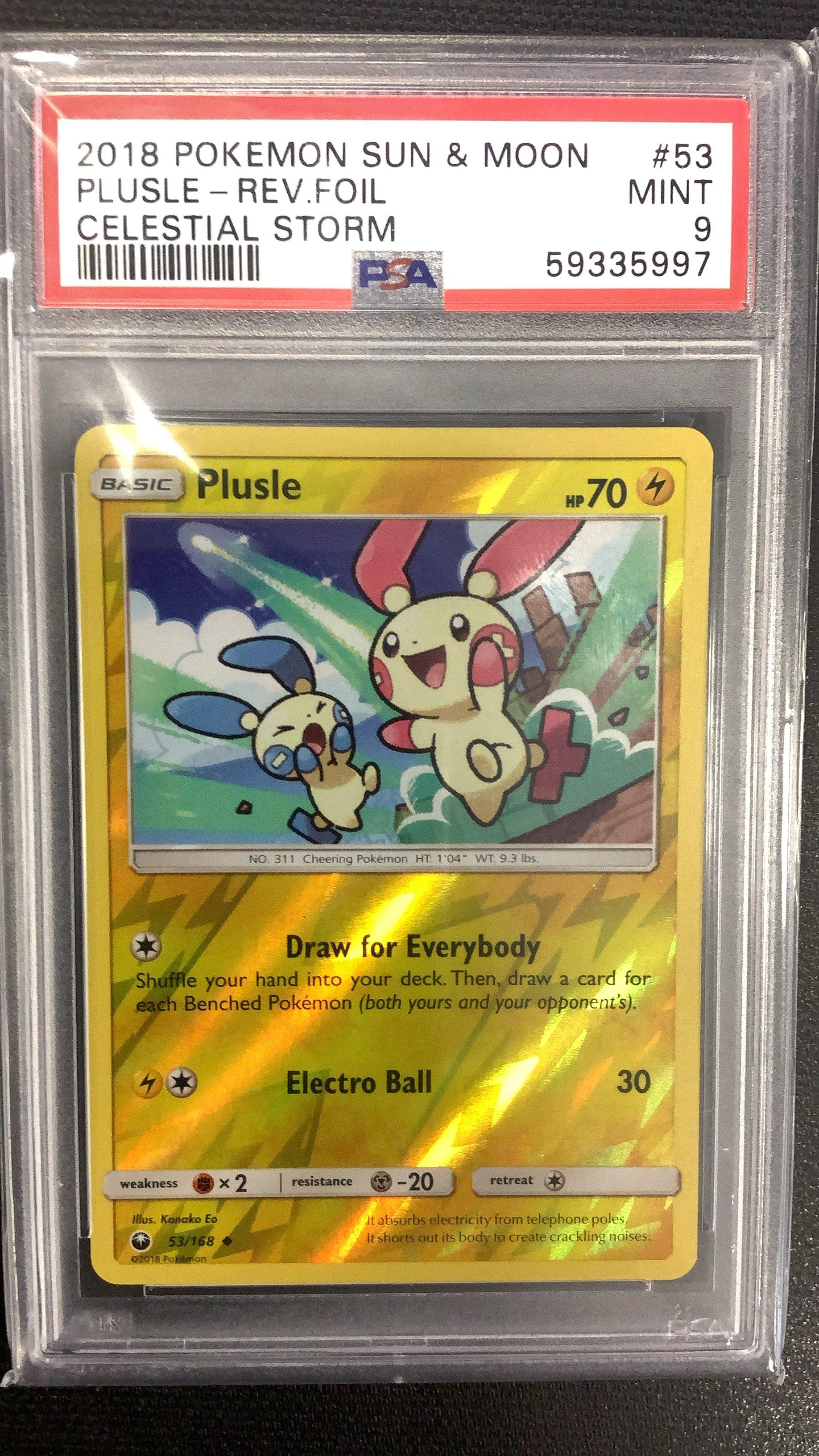 2018 Pokemon Sun & Moon Celestial Storm 53 Plusle-reverse Foil PSA 9 ...