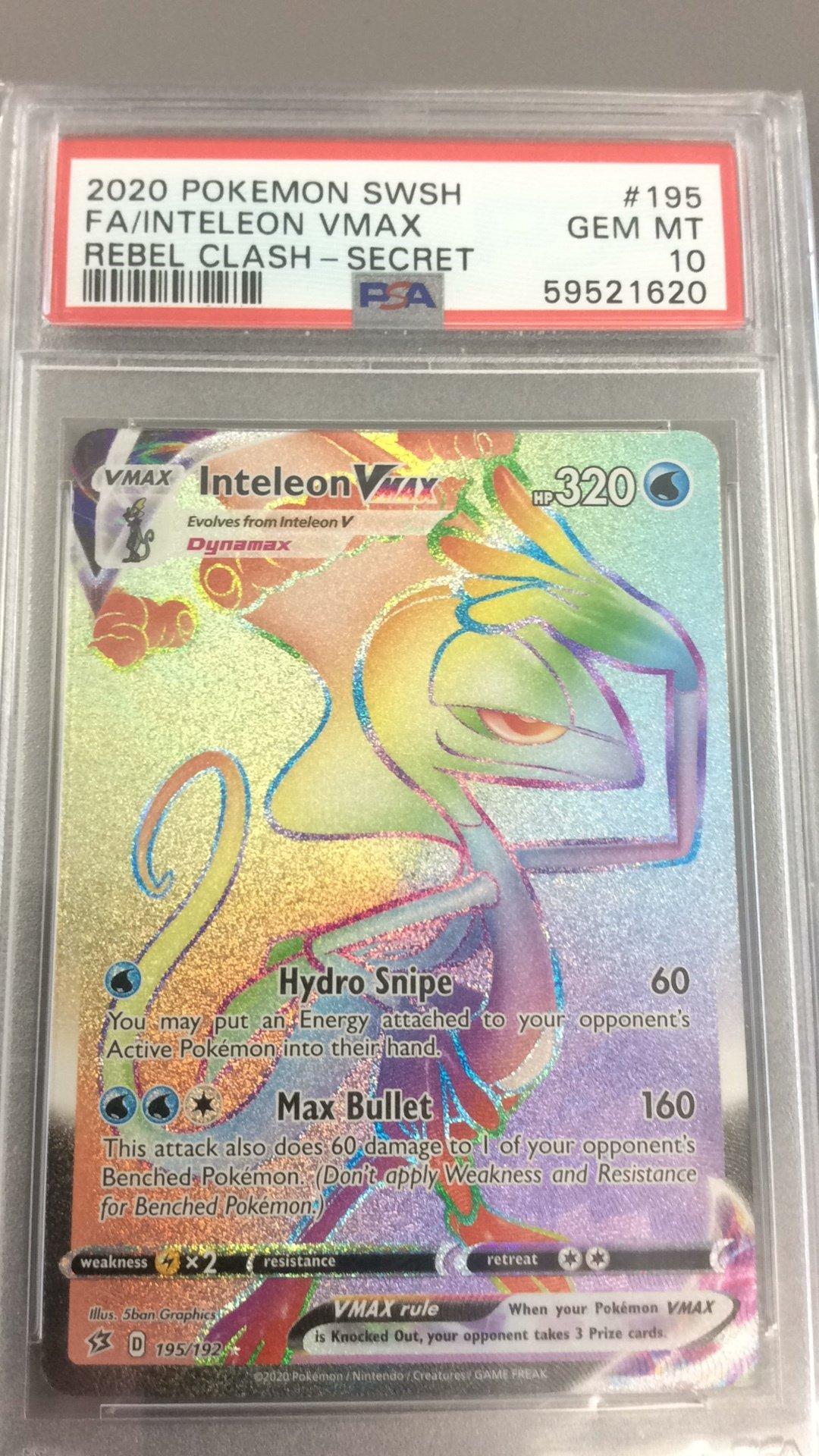 2020 Pokemon Sword & Shield Rebel Clash 195 Fa/inteleon Vmax PSA 10 ...