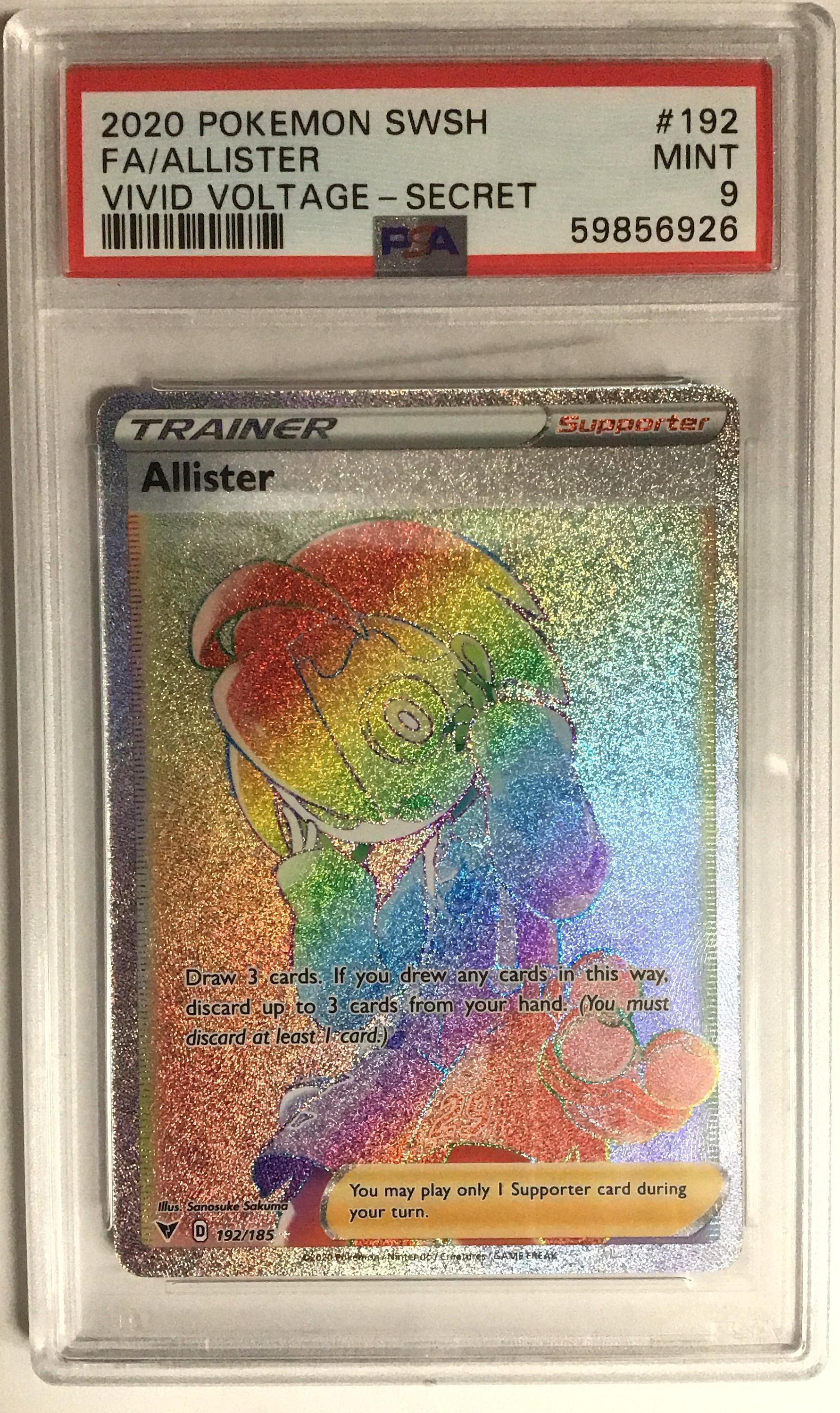 2020 Pokemon Sword & Shield Vivid Voltage 192 Full Art/allister Secret ...