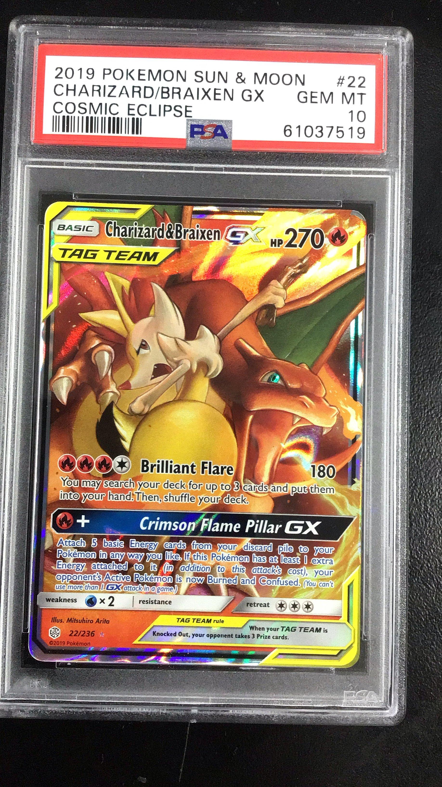 2019 Pokemon Sun & Moon Cosmic Eclipse 22 Charizard/braixen Gx PSA 10 | GameStop
