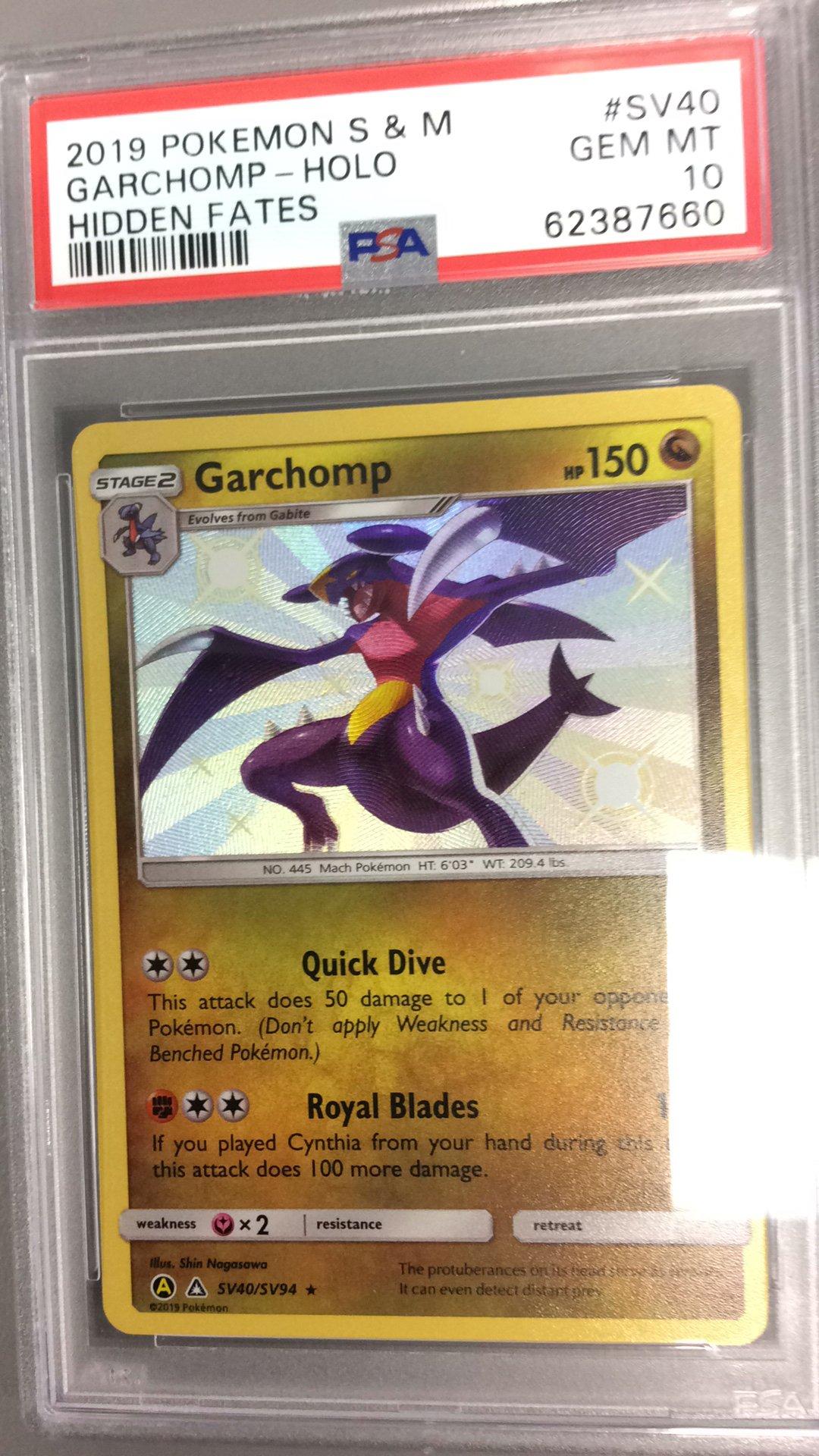 2019 Pokemon Sun & Moon Hidden Fates Sv40 Garchomp PSA 10 | GameStop