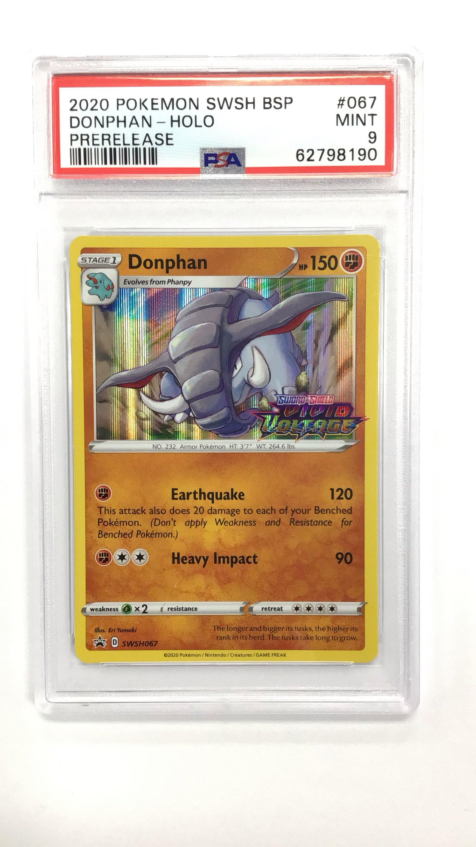 2020 Pokemon Swsh Black Star Promo 067 Donphan-holo Prerelease PSA 9 ...