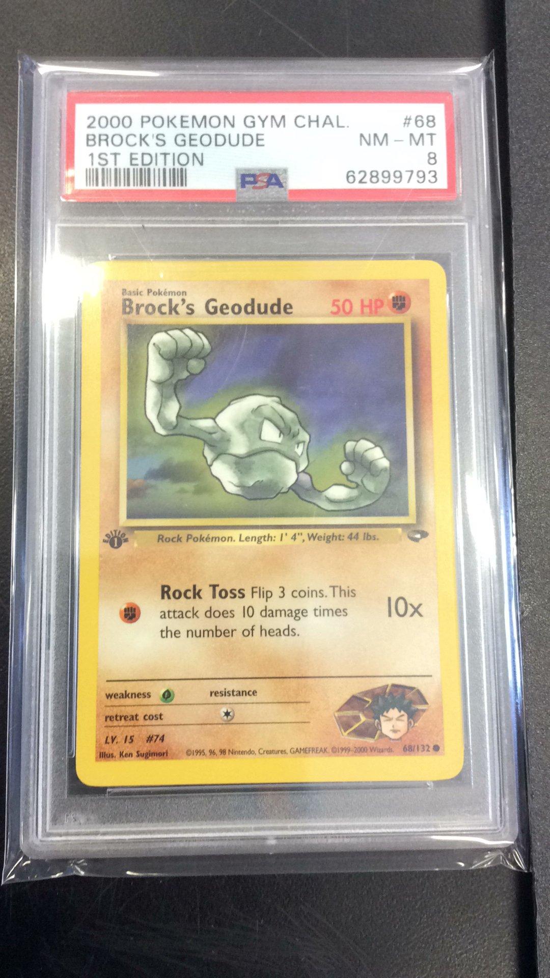 2000 Pokemon Gym Challenge 68 Brock's Geodude 1st Edition PSA 8 | GameStop