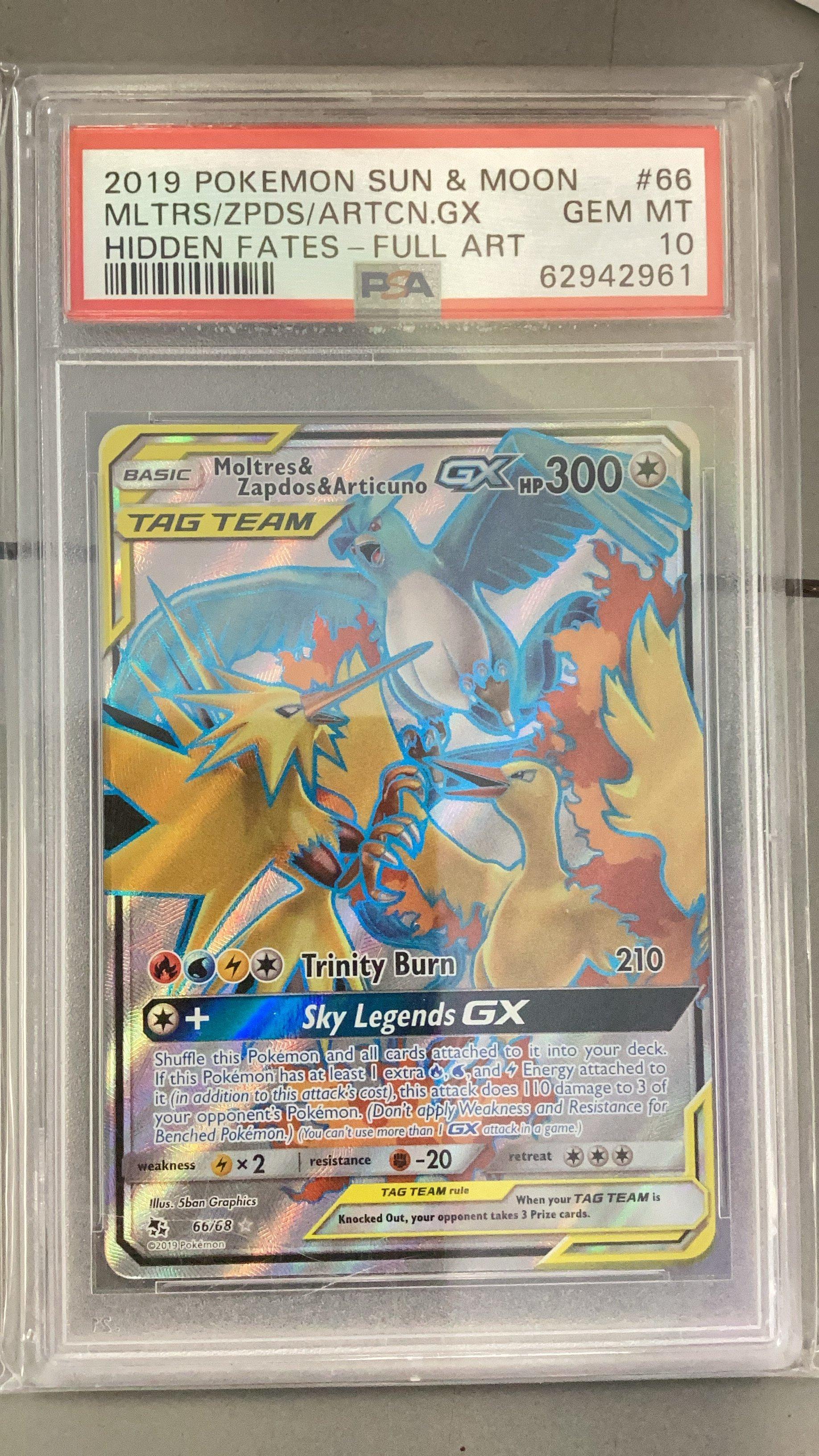 2019 Pokemon Sun & Moon Hidden Fates 66 Full Art/moltres & Zapdos ...