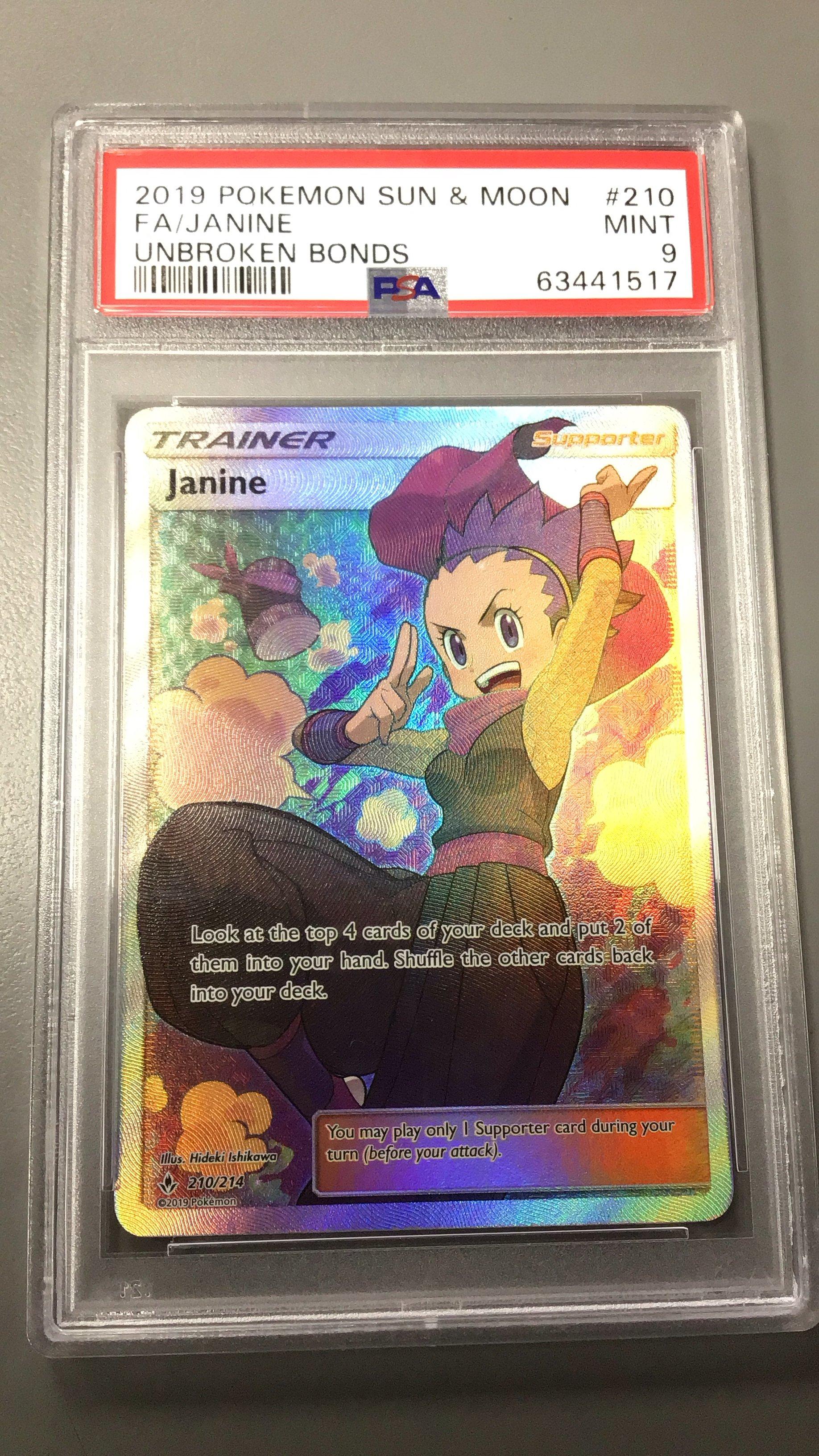 2019 Pokemon Sun & Moon Unbroken Bonds 210 Full Art/janine PSA 9 | GameStop